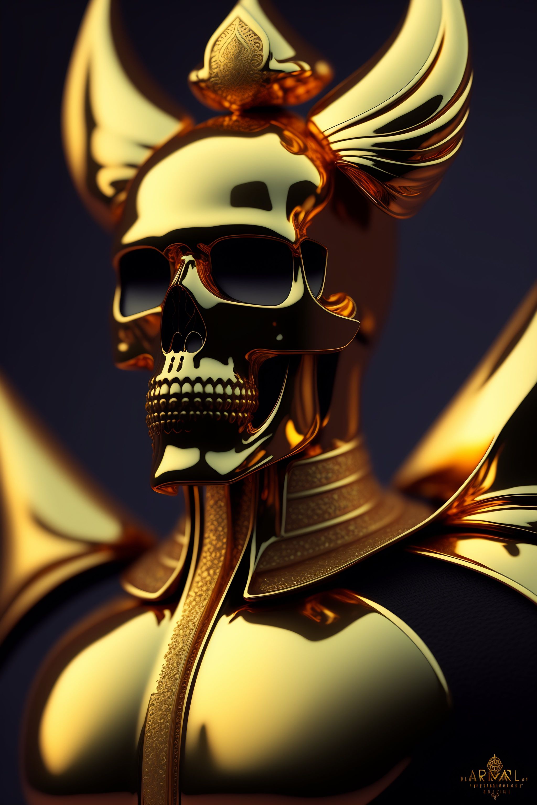 Lexica - Symmetry!! portrait of a golden! skull trooper from fortnite ...