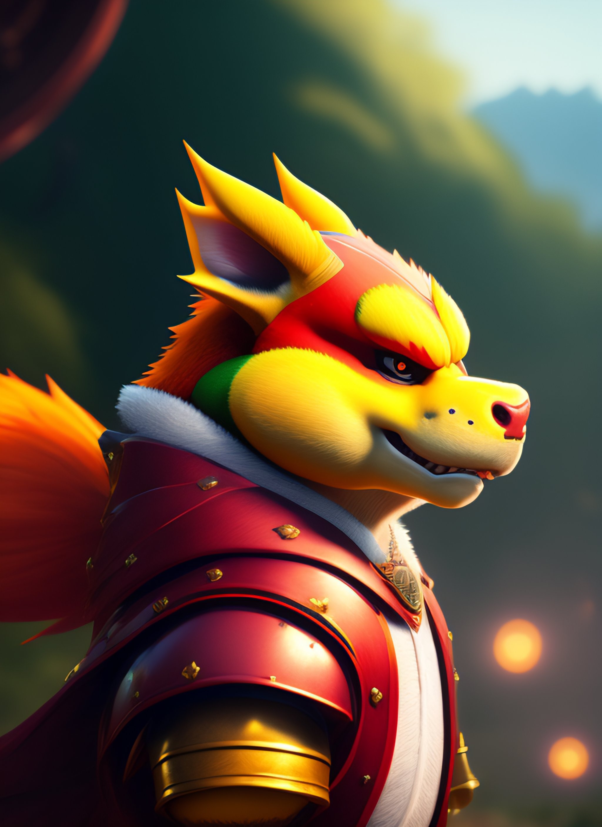 Lexica - Portrait of Bowser Jr., colorful fantasy landscapes, colorful ...