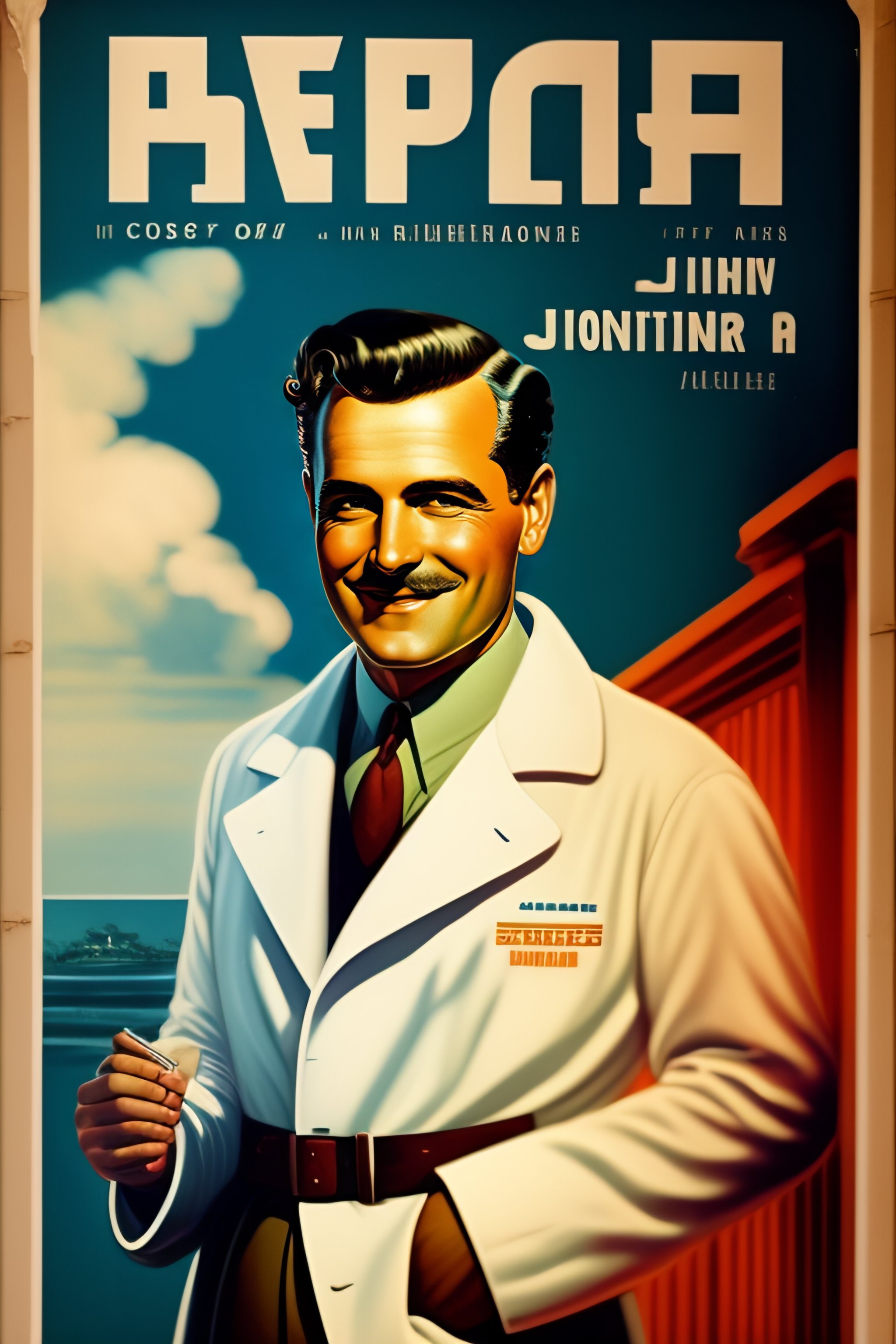Lexica - 1945 pulp magazine poster of a middle aged man doctor in a ...
