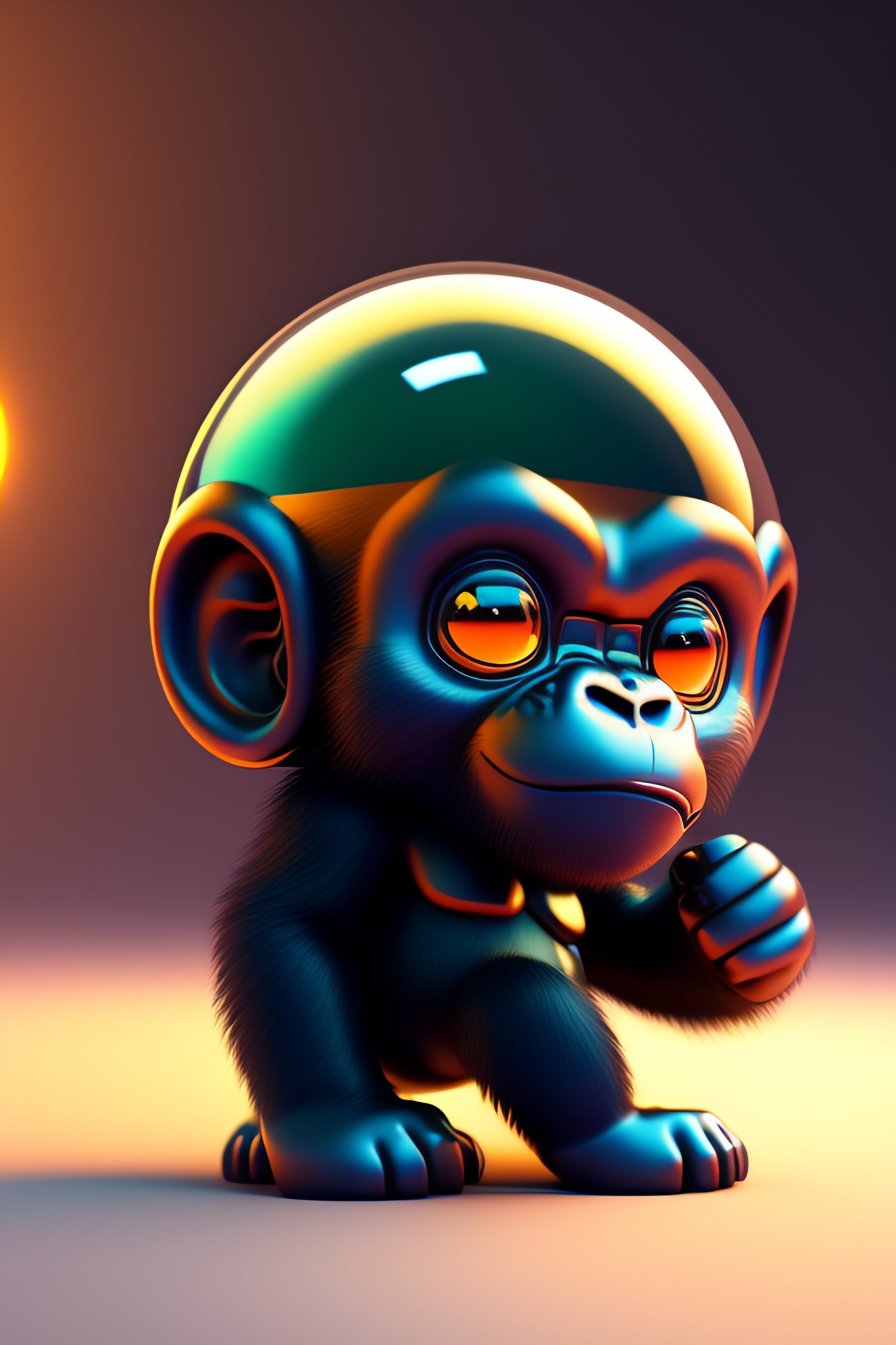 Lexica - A cute adorable baby ape made of crystal ball with low poly ...