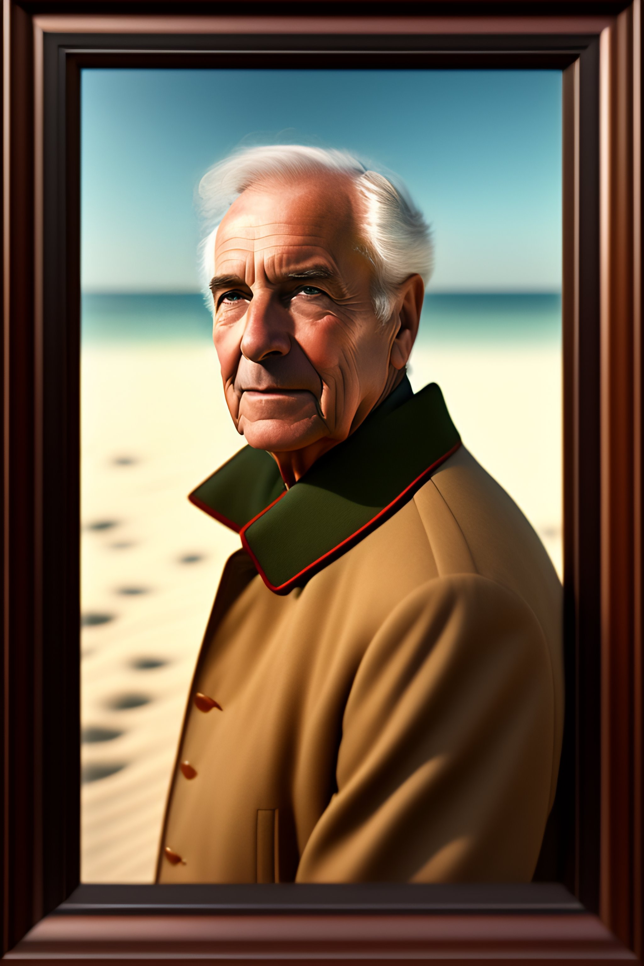 Lexica - Portrait of Fernand Huts on a beach