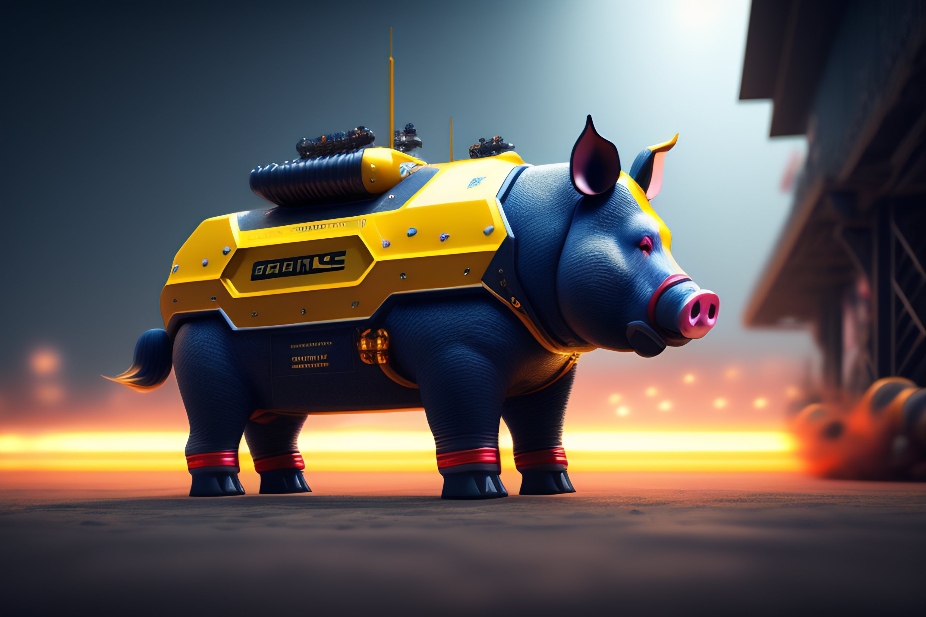 Lexica - (giant pig faced combat mech armed with artillery guns),high ...