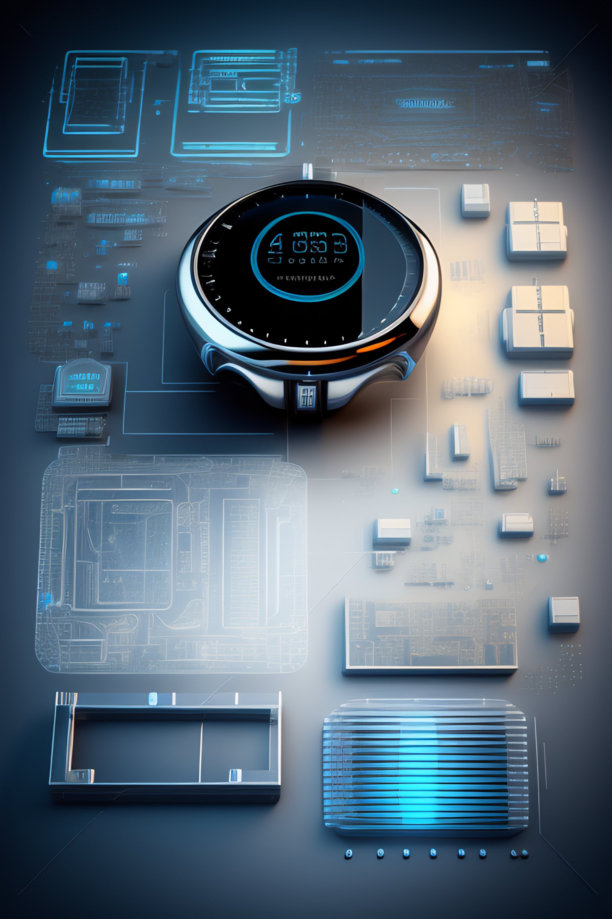 Lexica - Futuristic technical sketch of smart watch motherboard ...