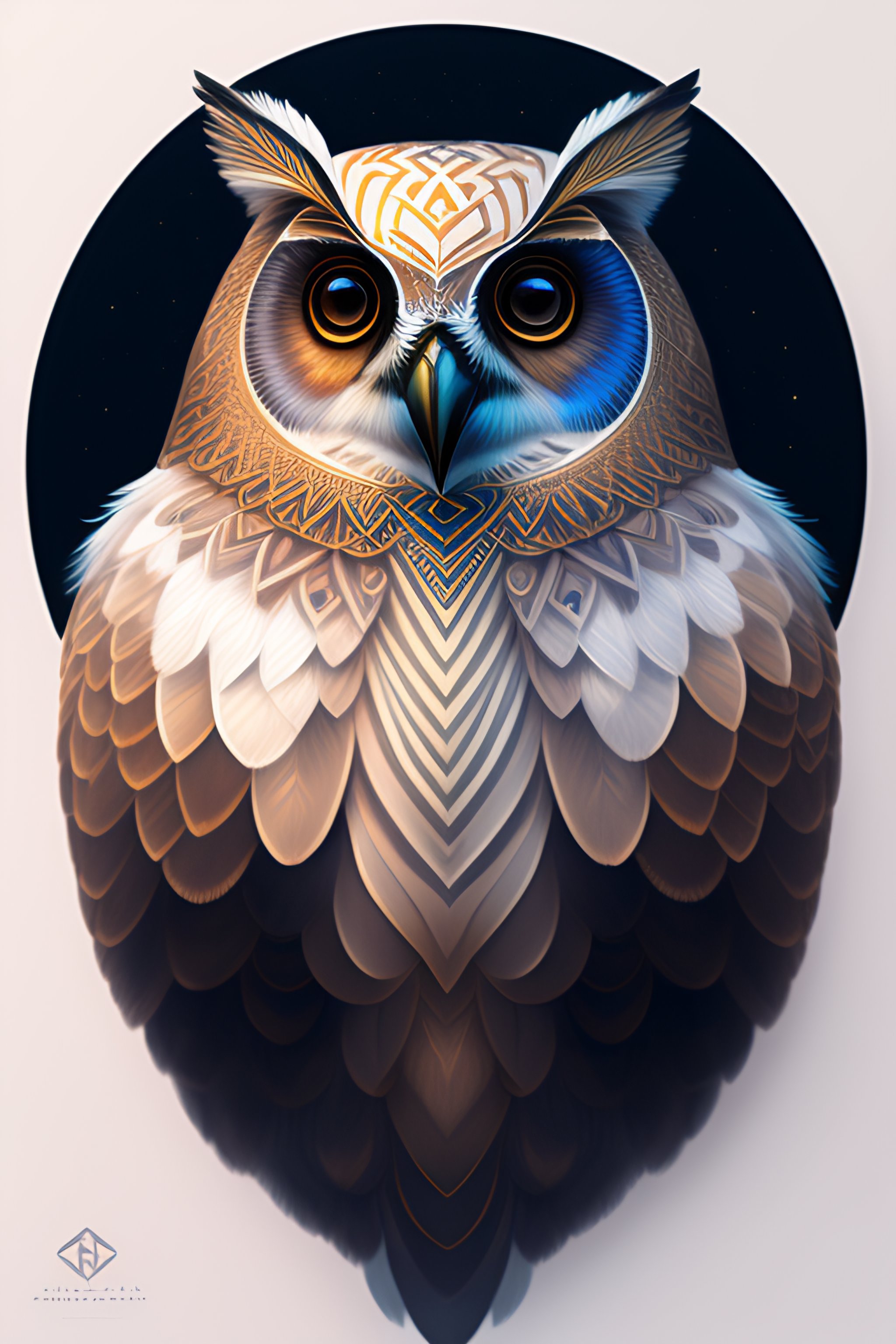 Lexica - Portrait of a geometric owl, identical eyes, medium shot ...
