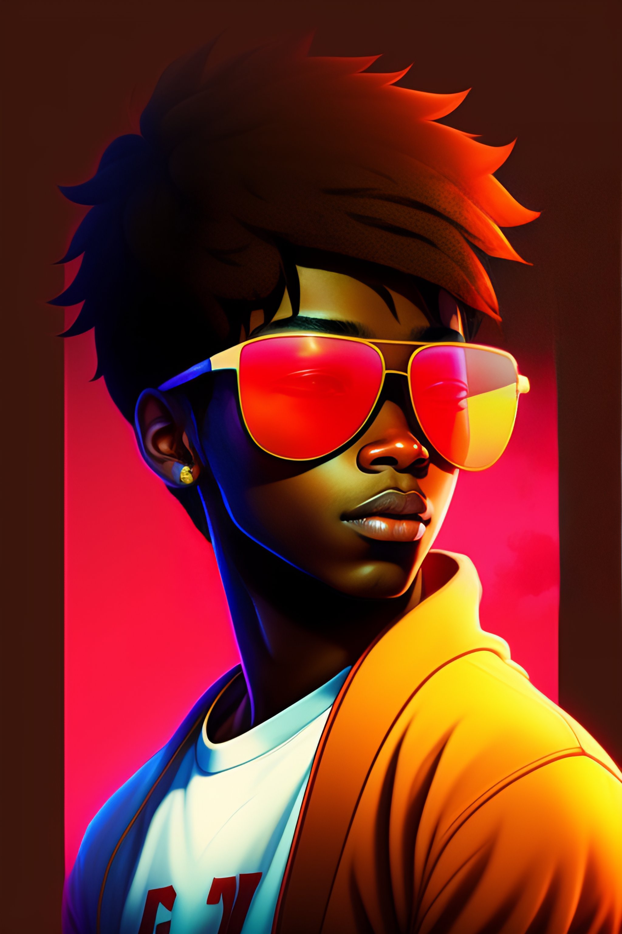 Lexica - Silhouette of a gamer boy, brown skin, ri hair, cartoon style ...