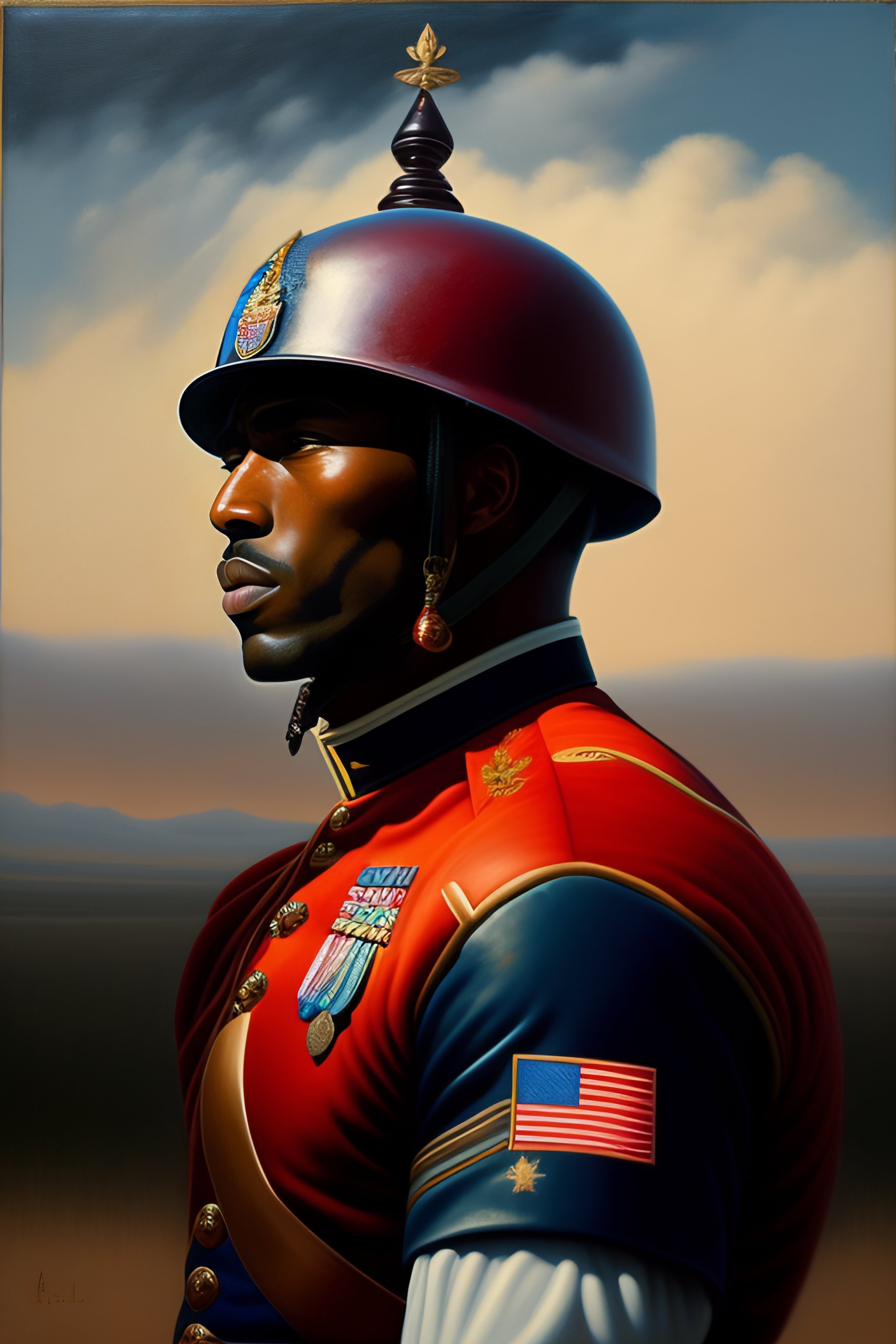 Lexica - Oil painting of a athletic soldier covered by blood