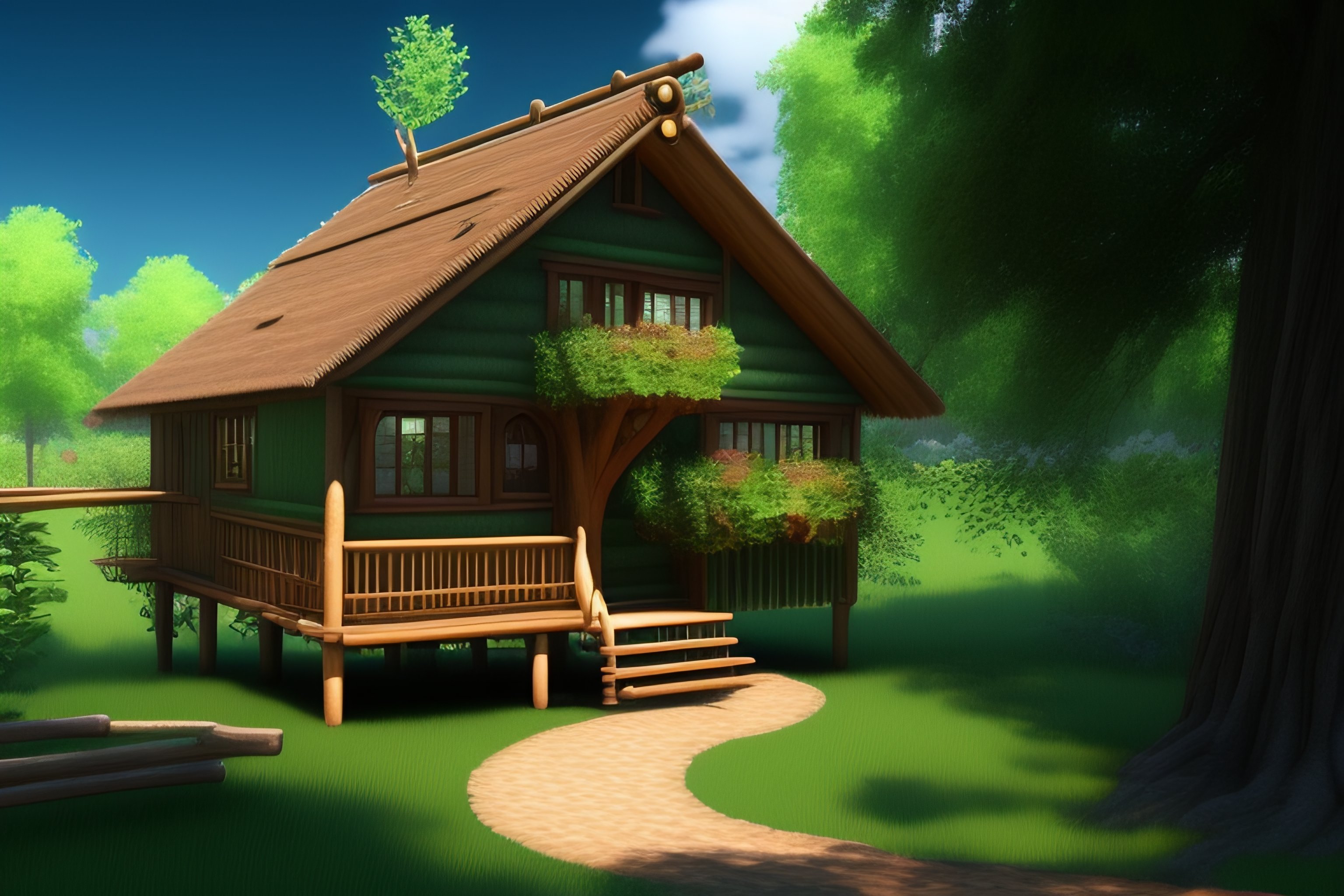 Lexica - Realistic tree house with birds