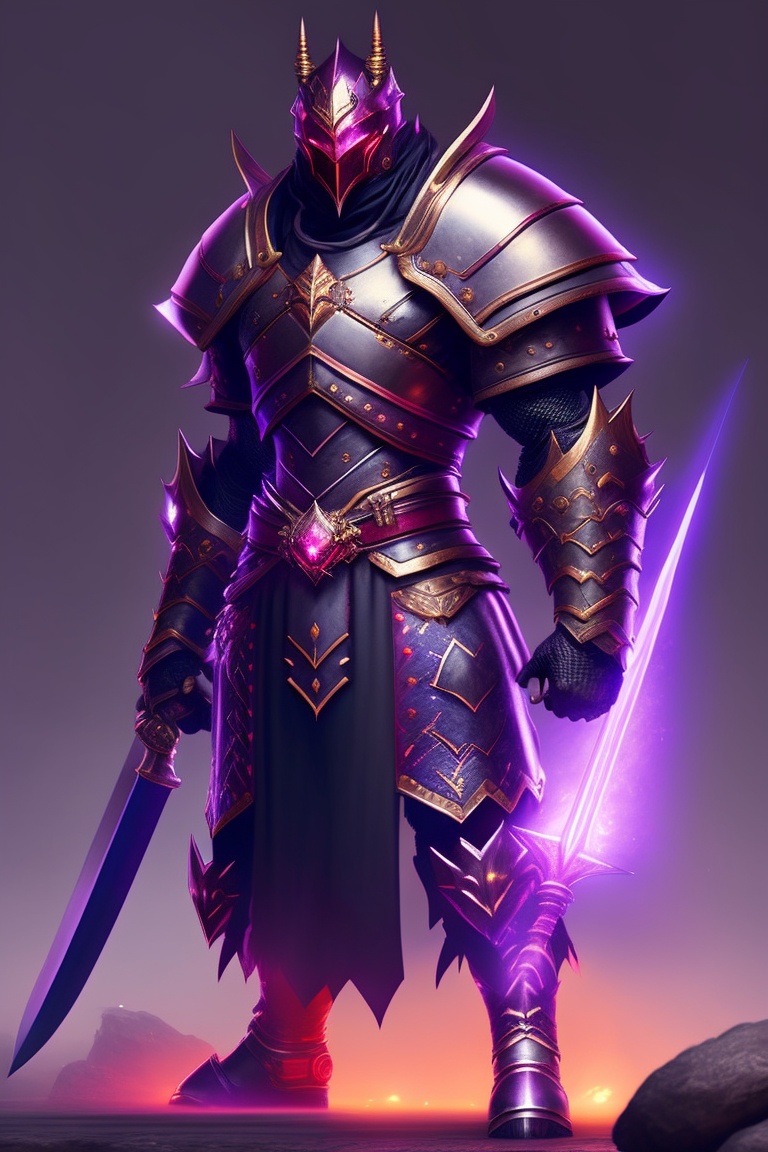 Lexica - A monster in a spiked armor lik dark souls, with purble fog ...