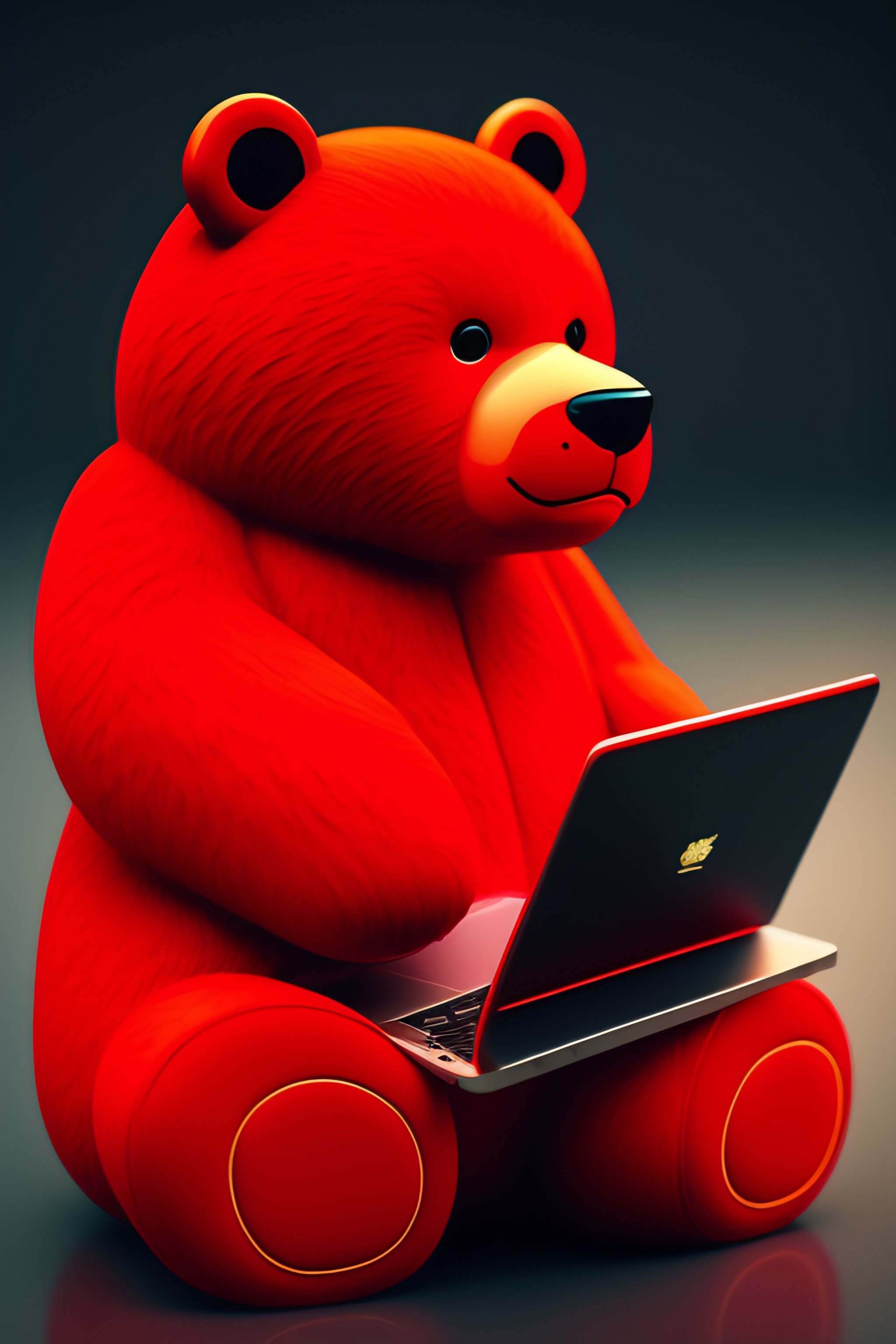 Lexica - Red Bear with laptop manga