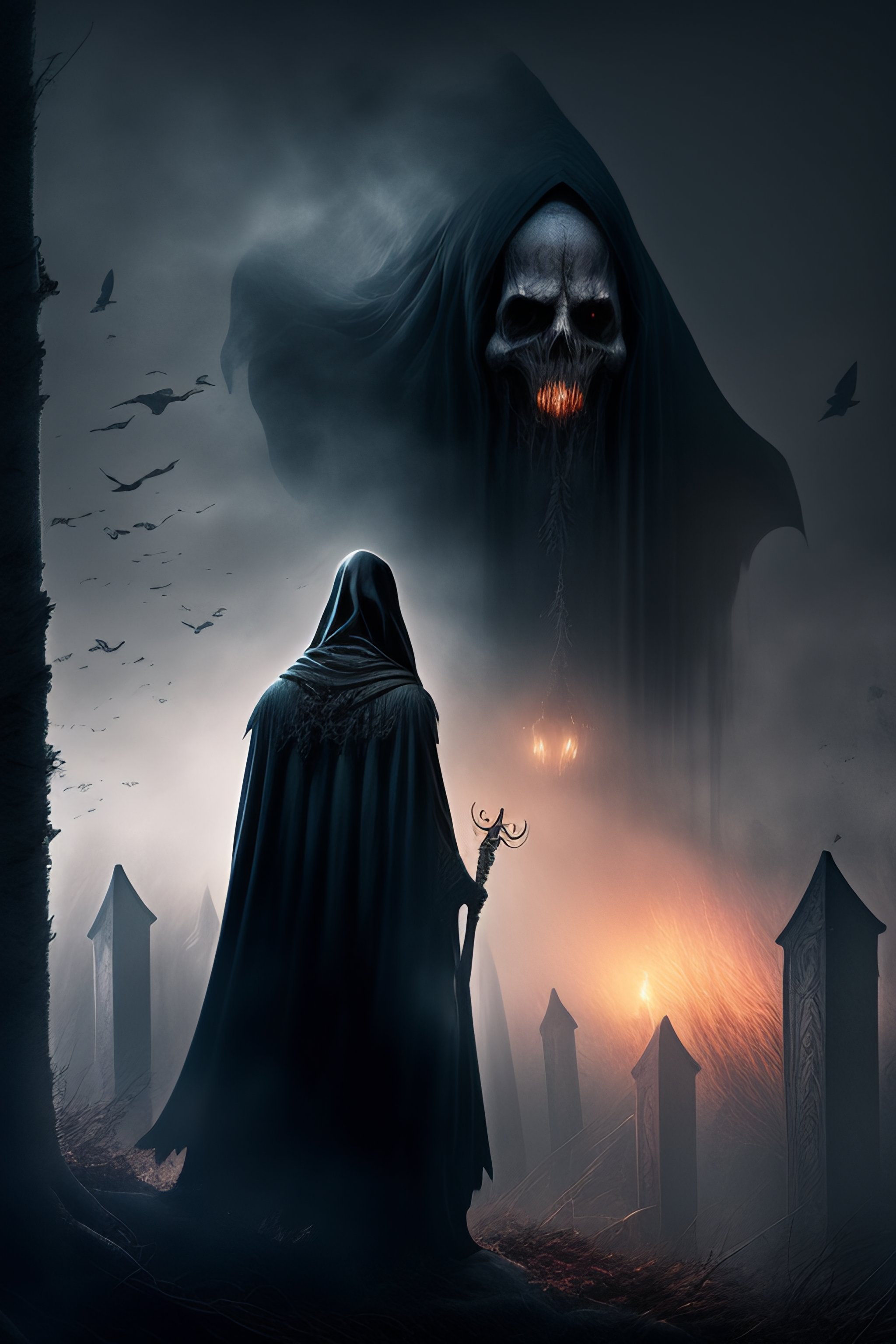 Lexica - Portrait of a scary dementor from Harry Potter, above a pile ...