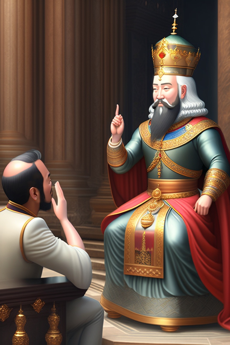 Lexica - A grand palace with a wise-looking king sitting on a throne ...