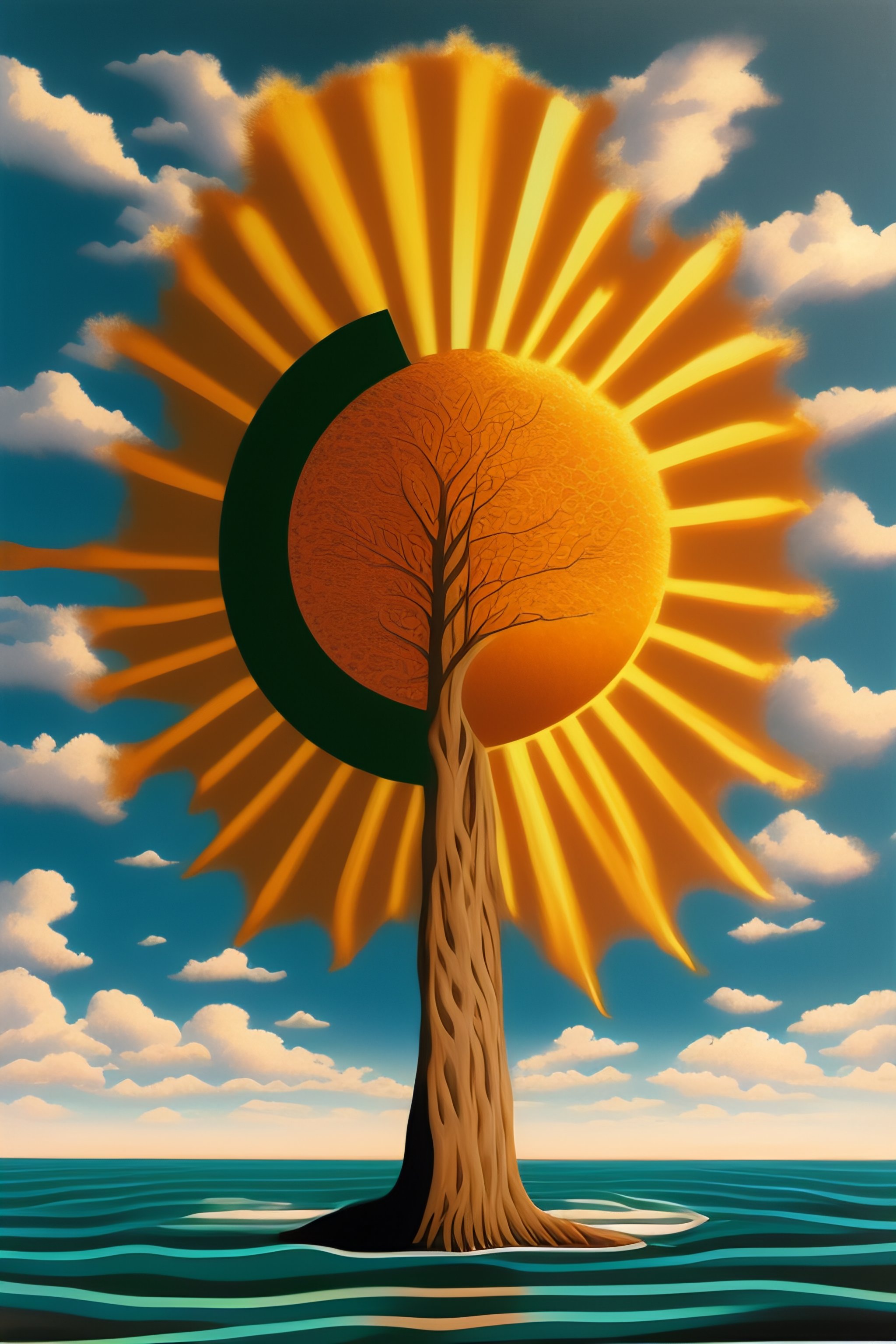 Lexica - Sunny day, shining sun, painted by Rene Magritte