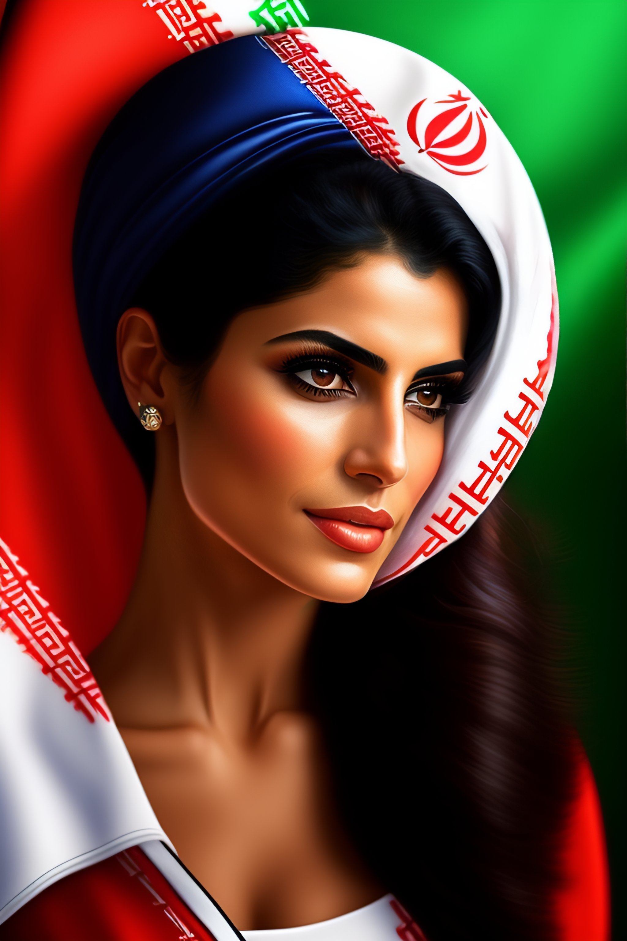Lexica - Portrait of the iranian woman holding her hair in hand ...