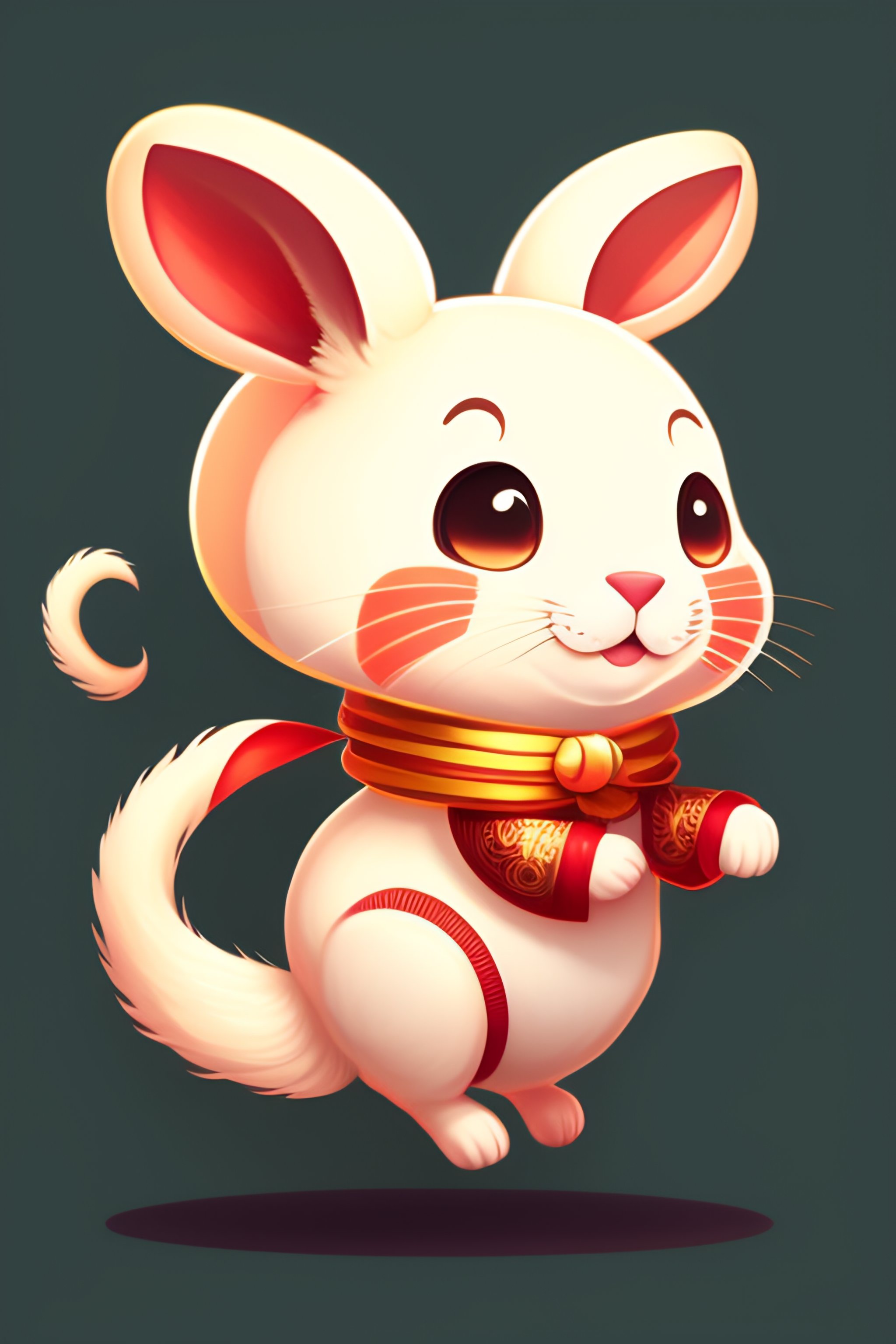 Lexica - Smiling, happy, cute and chibi rabbit bunny, long ears, lunar ...