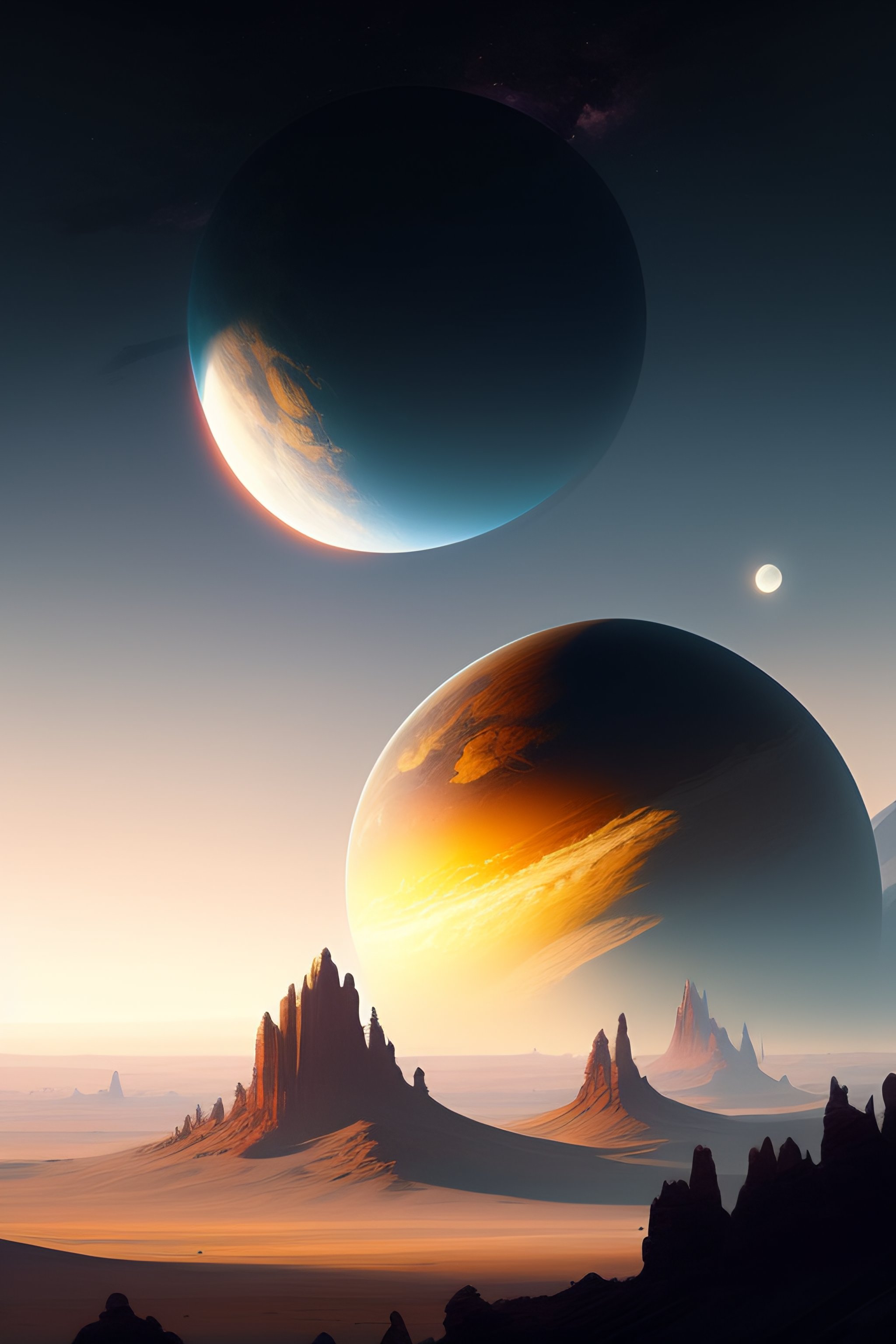 Lexica - Earthlike planet with gas giant moon highly detailed ...