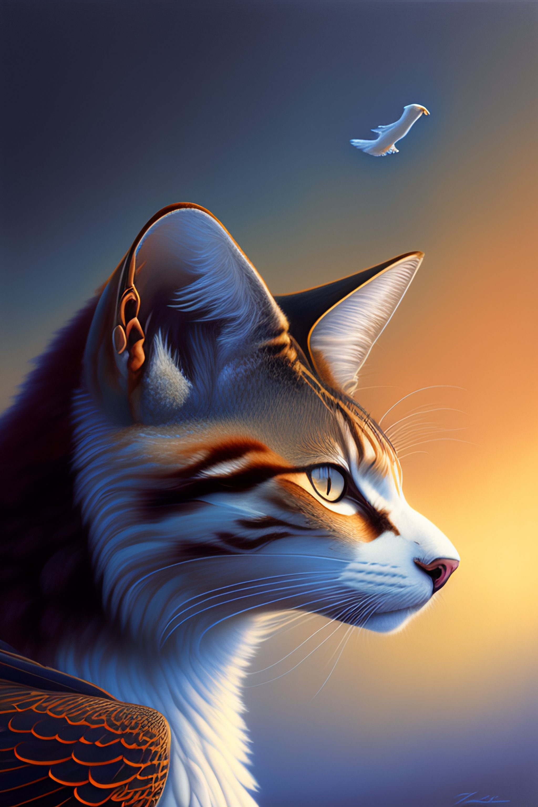 Lexica - Painting of hybrid cat and ( ( ( ( ( eagle ) ) ) ) ) fused ...