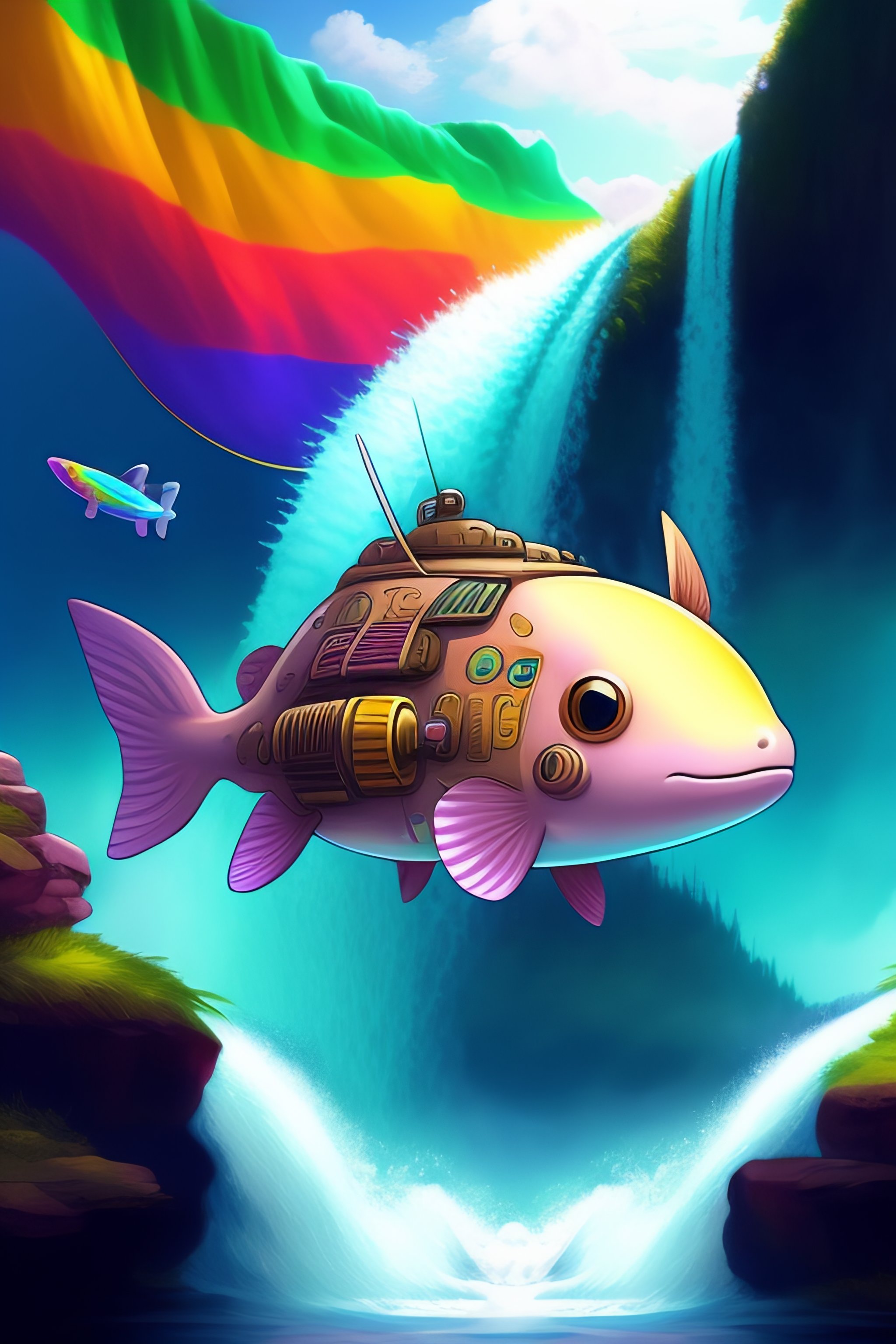 Lexica - Axolotl airplane mech warrior chibi armor big manga eyes ...