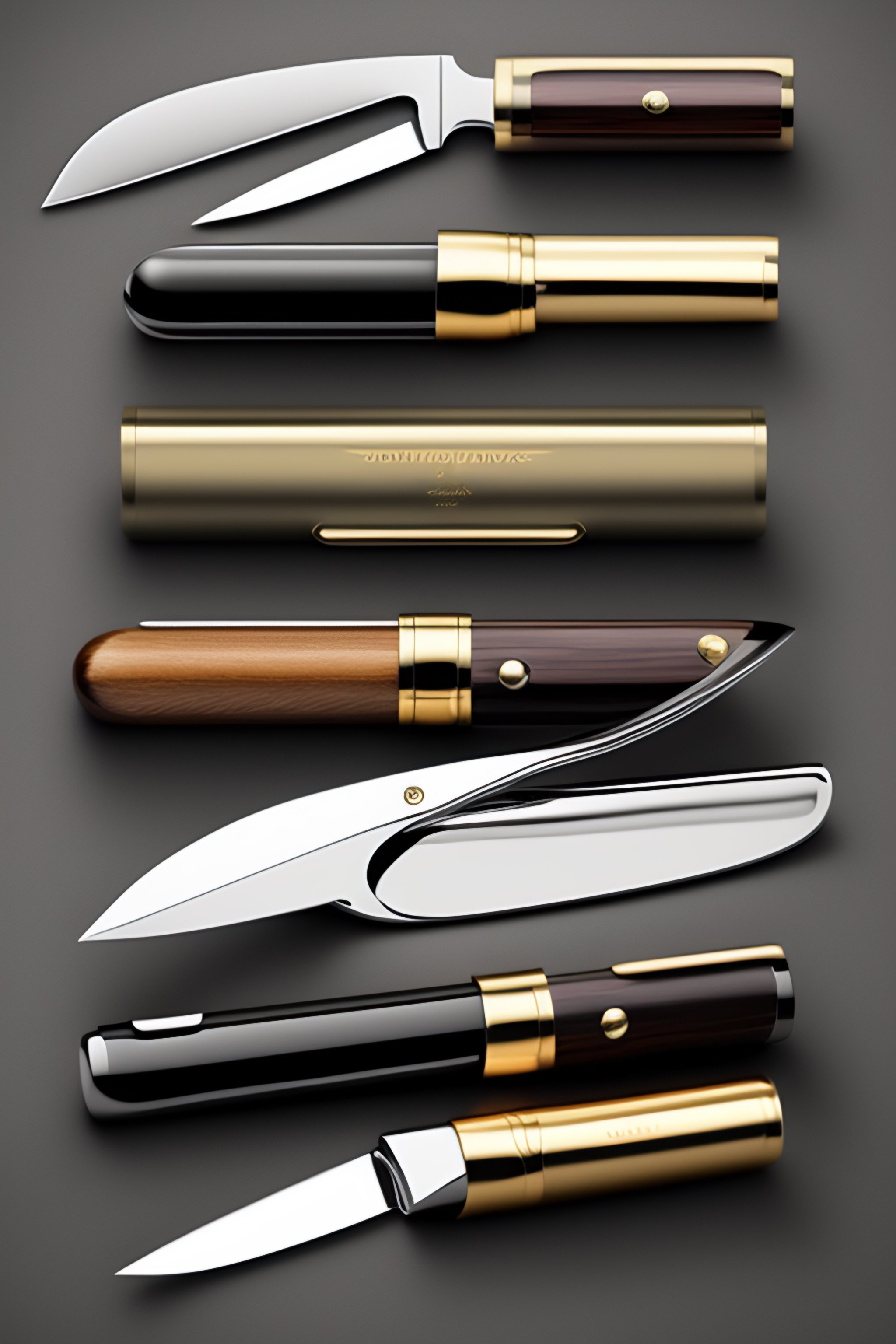 Lexica - Modern knife designs as a pencil sketch