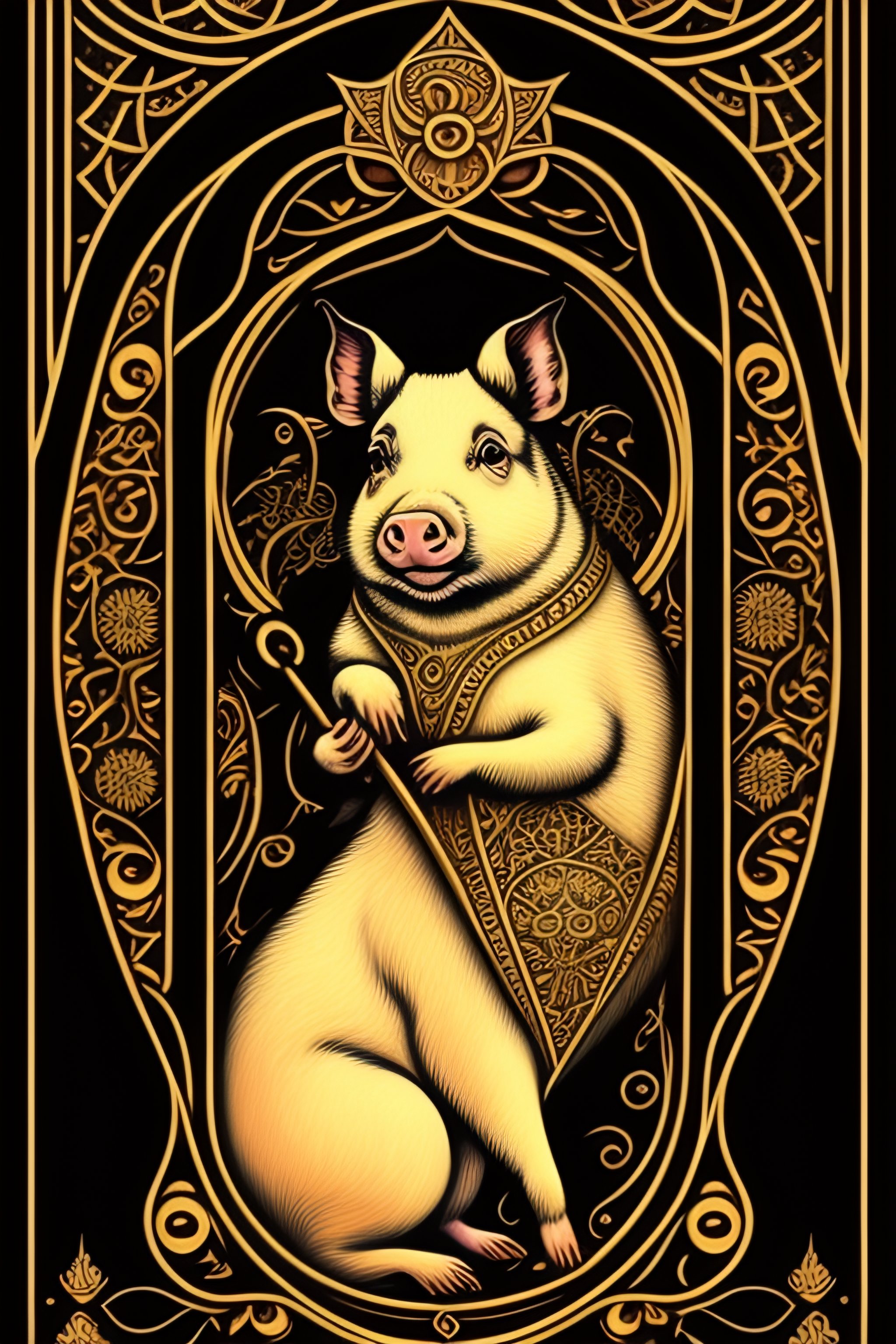 Lexica - A tarot card with a cute pig, art nouveau, amazing details ...