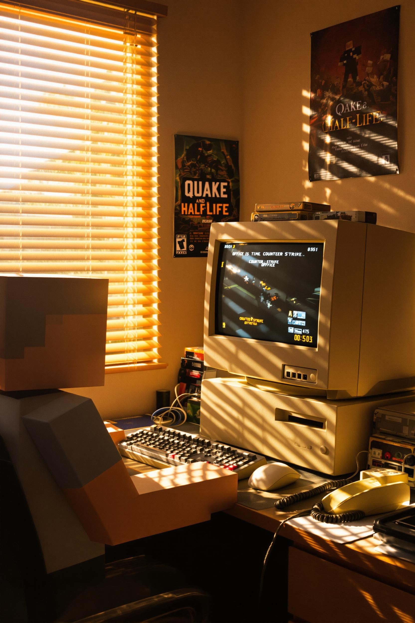 Lexica - Analog photo of blocky Steve from Minecraft playing Counter ...