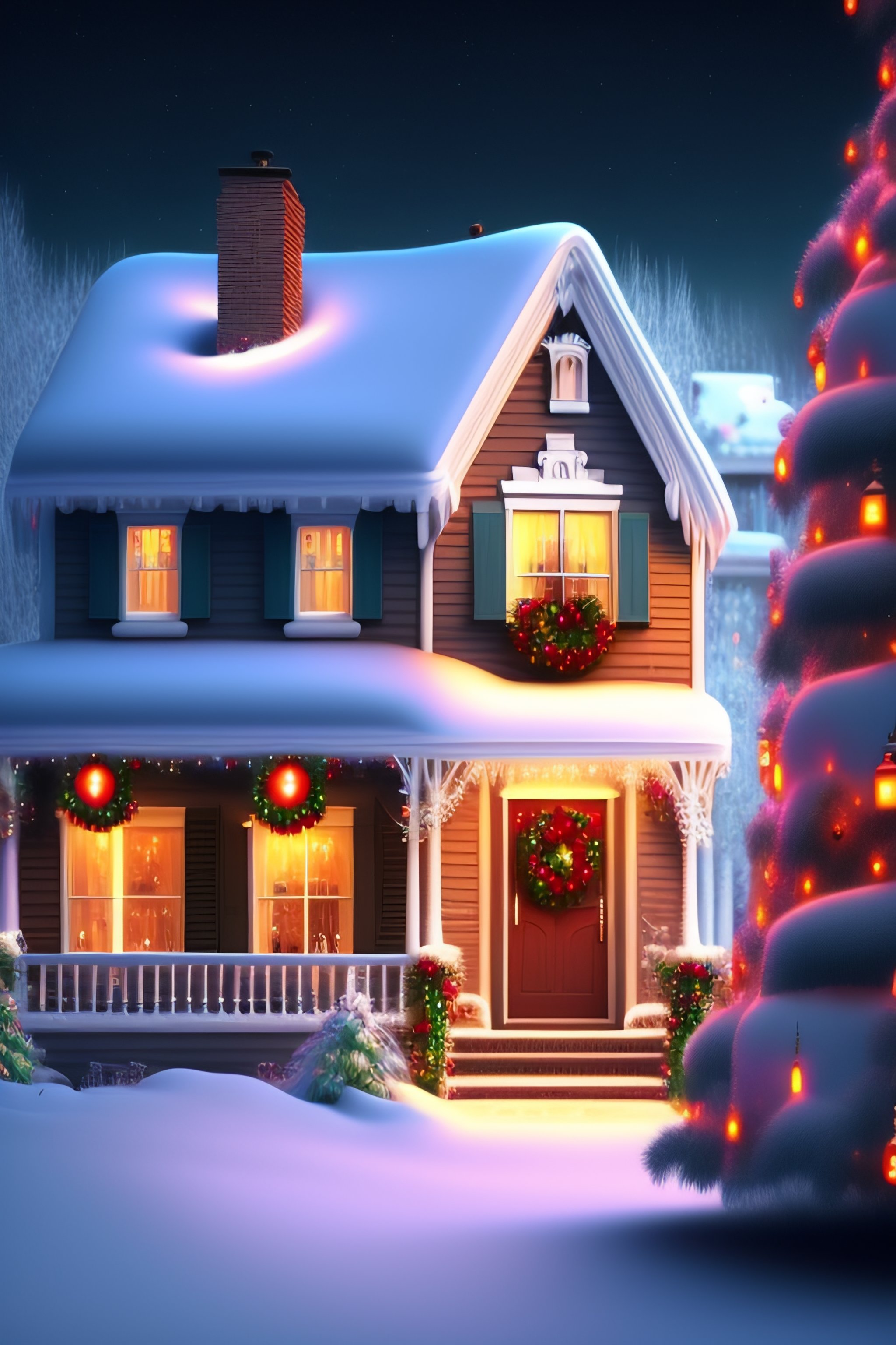 Lexica - City with cristmas view, christmas concept house, cristmas ...