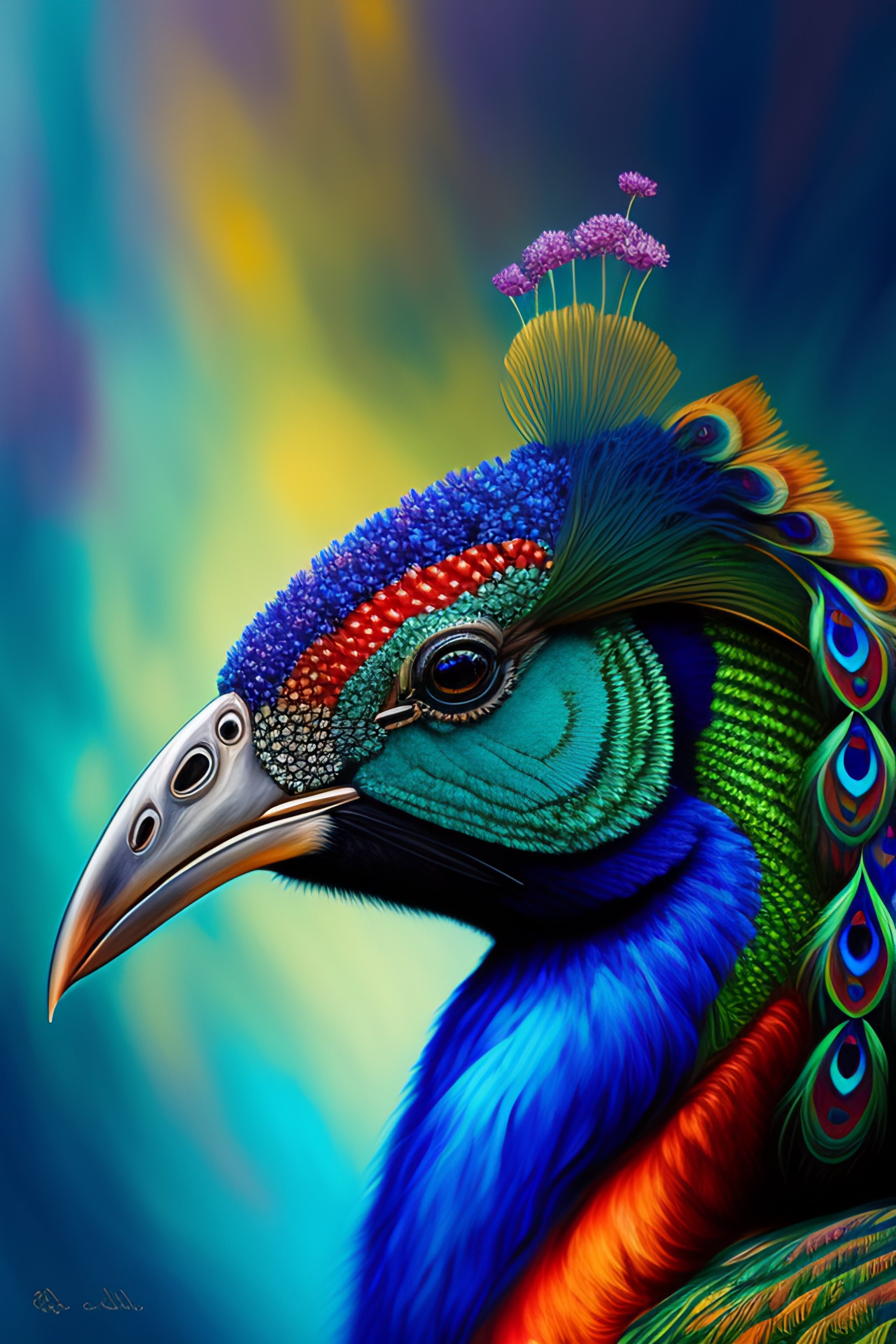Lexica - Peacock full color painting