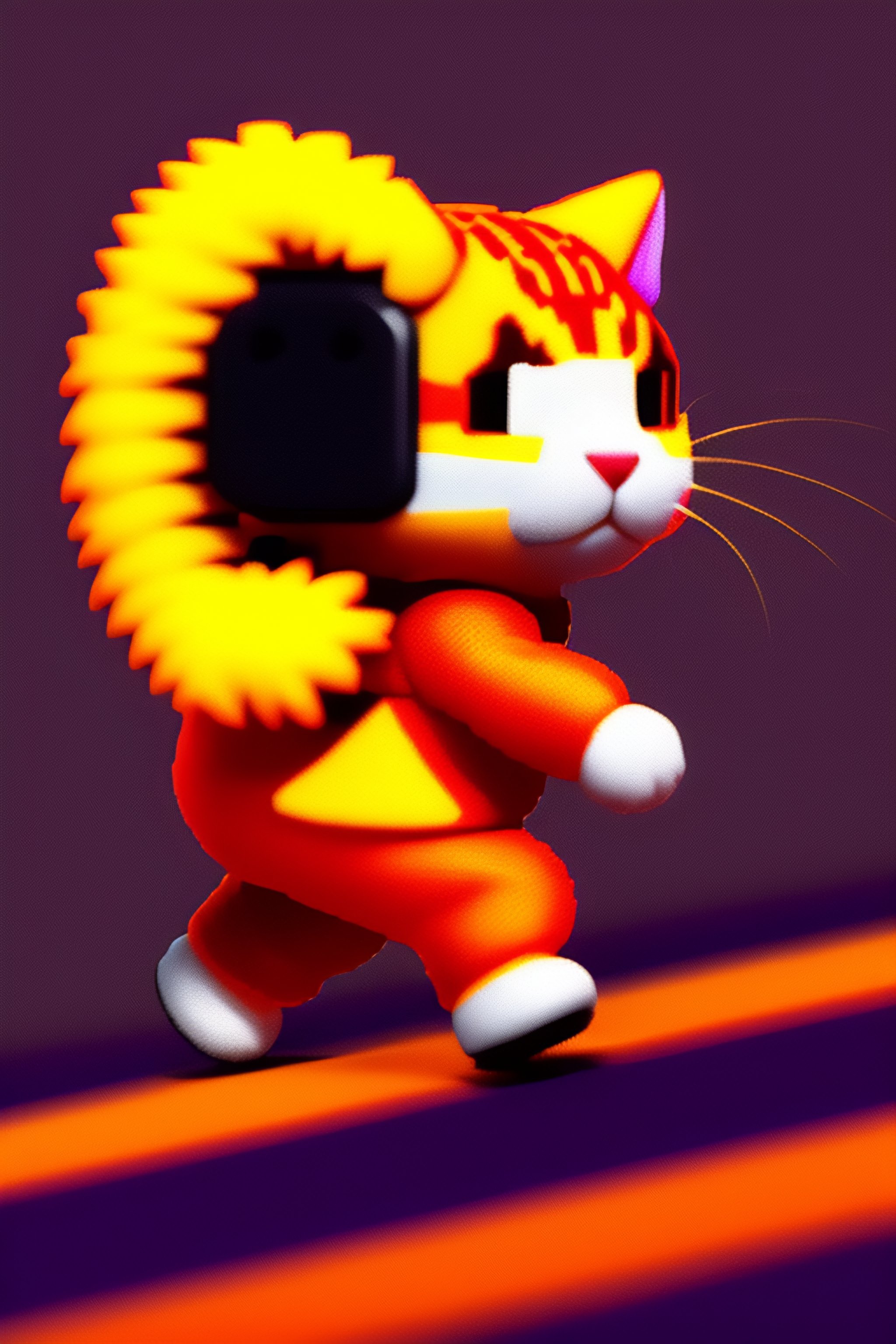 Lexica - A super nintendo 16-bit pixel cat, happy, orange body, purple ...