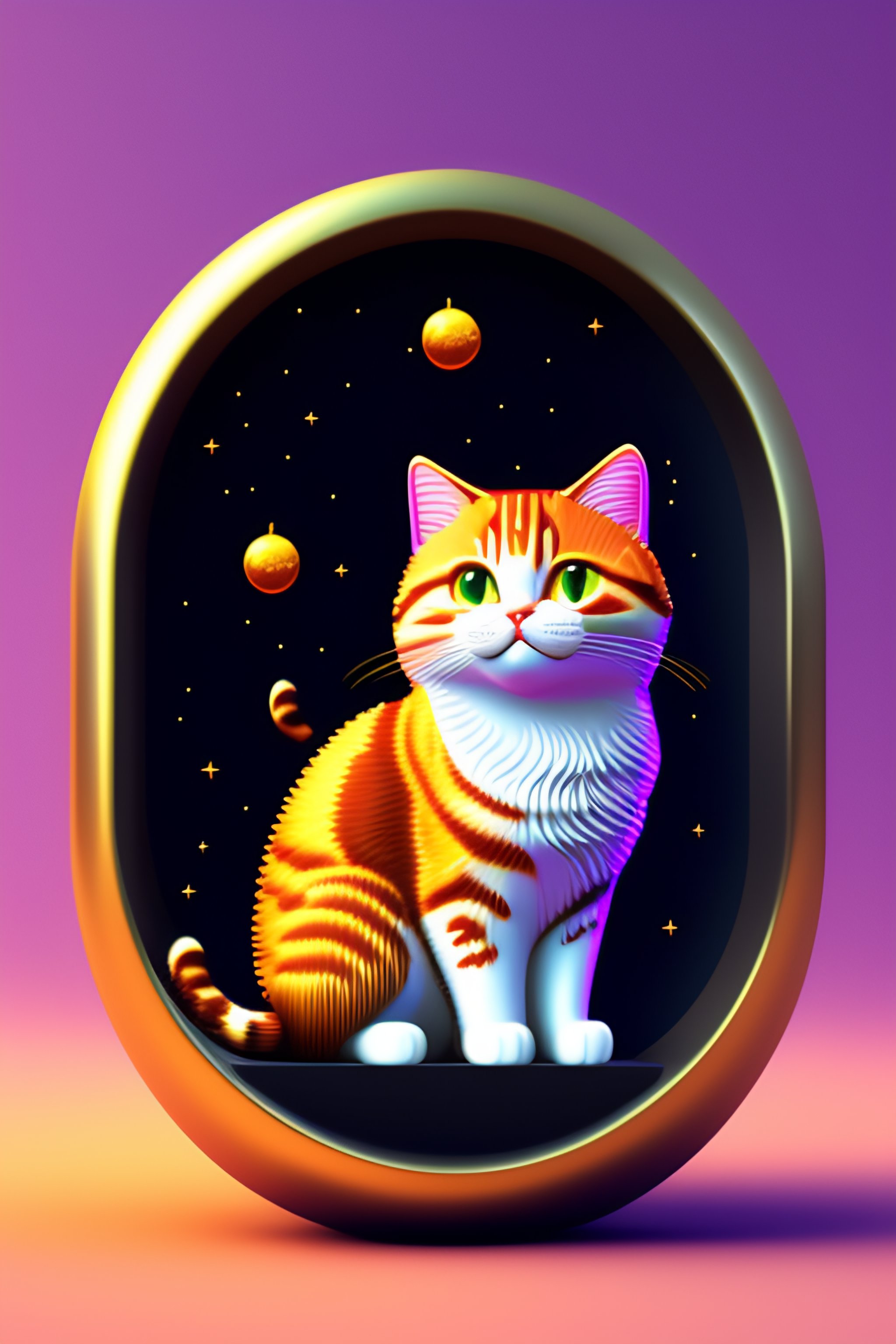 Lexica - 3D pixel cat cartoon, japanese, good luck, cute, space background