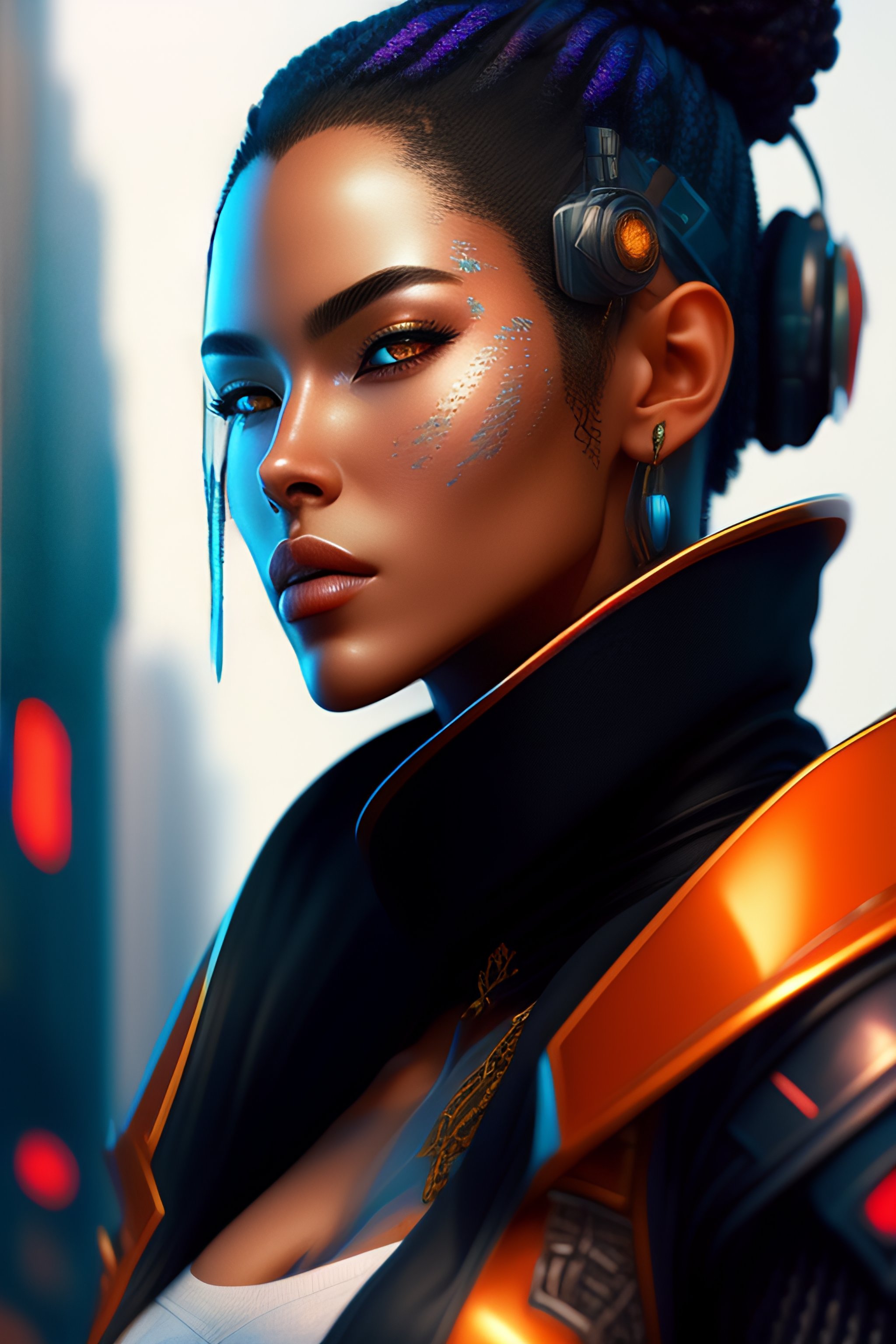 Lexica - Right facing, Portrait of a cyberpunk Brazilian cyborg ninja ...