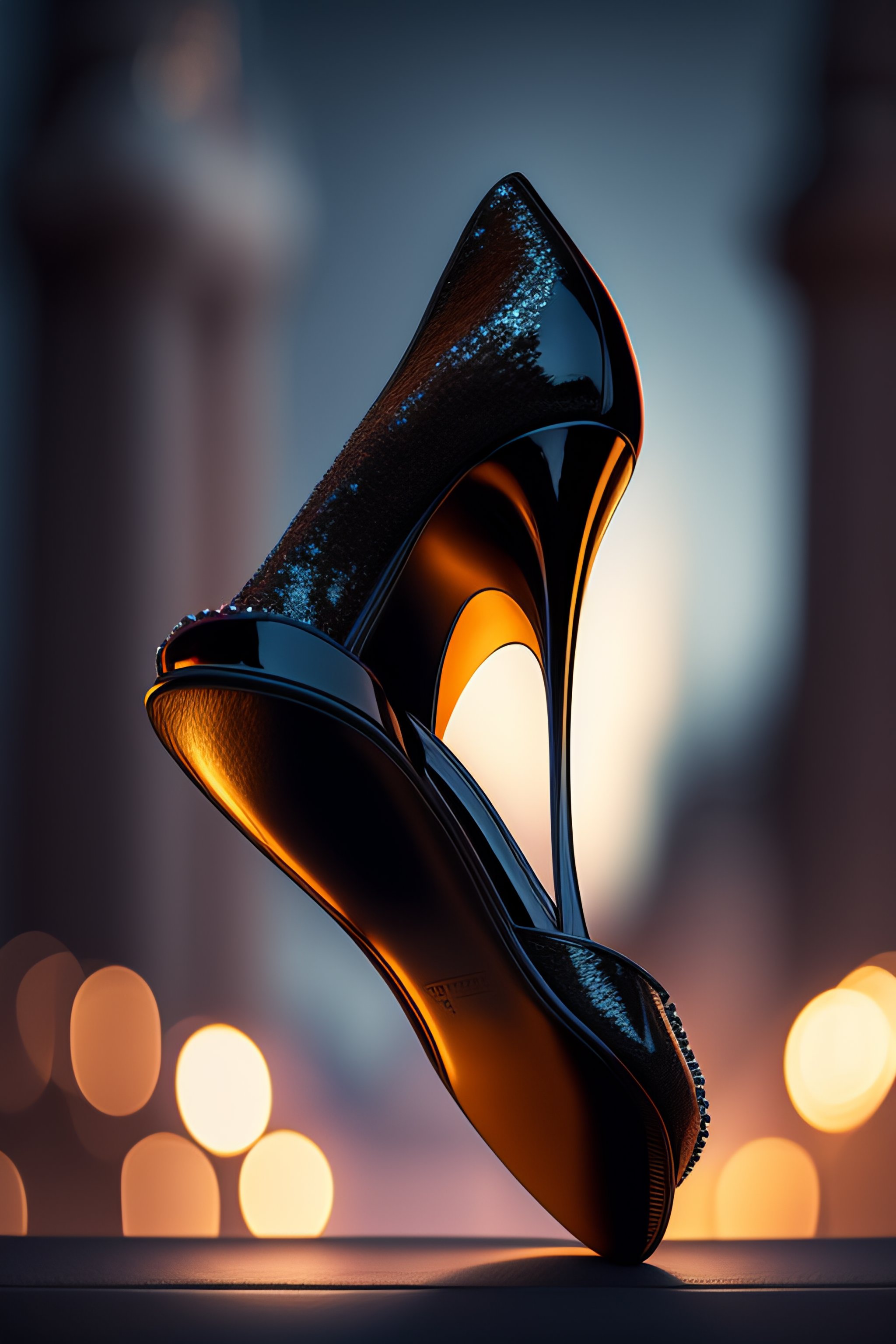 Lexica - Abstract dark fantasy transparent high heel shoe in front of a ...