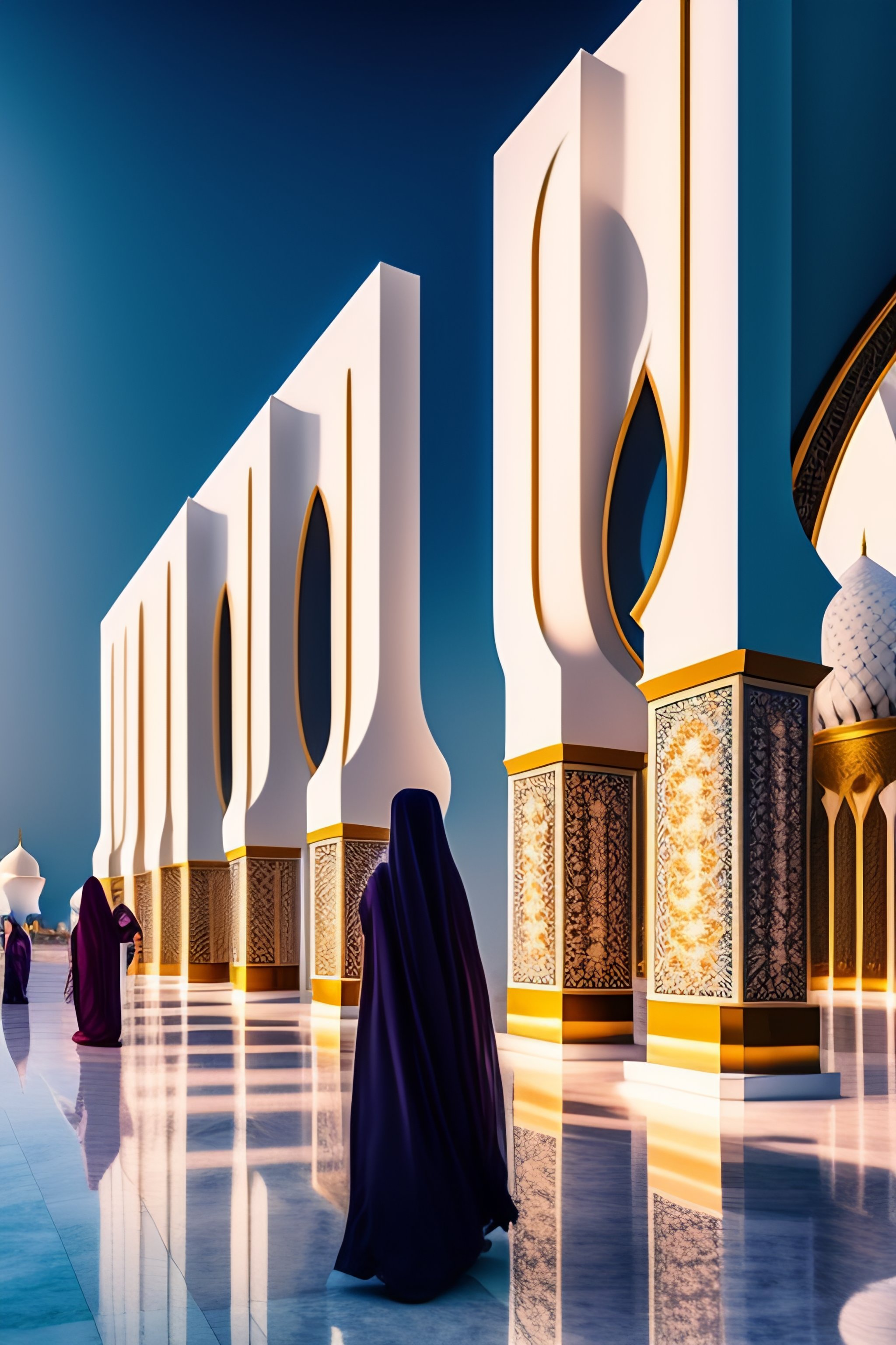 Lexica - People on Sheikh Zayed Grand Mosque in Abu Dhabi, wide angle ...