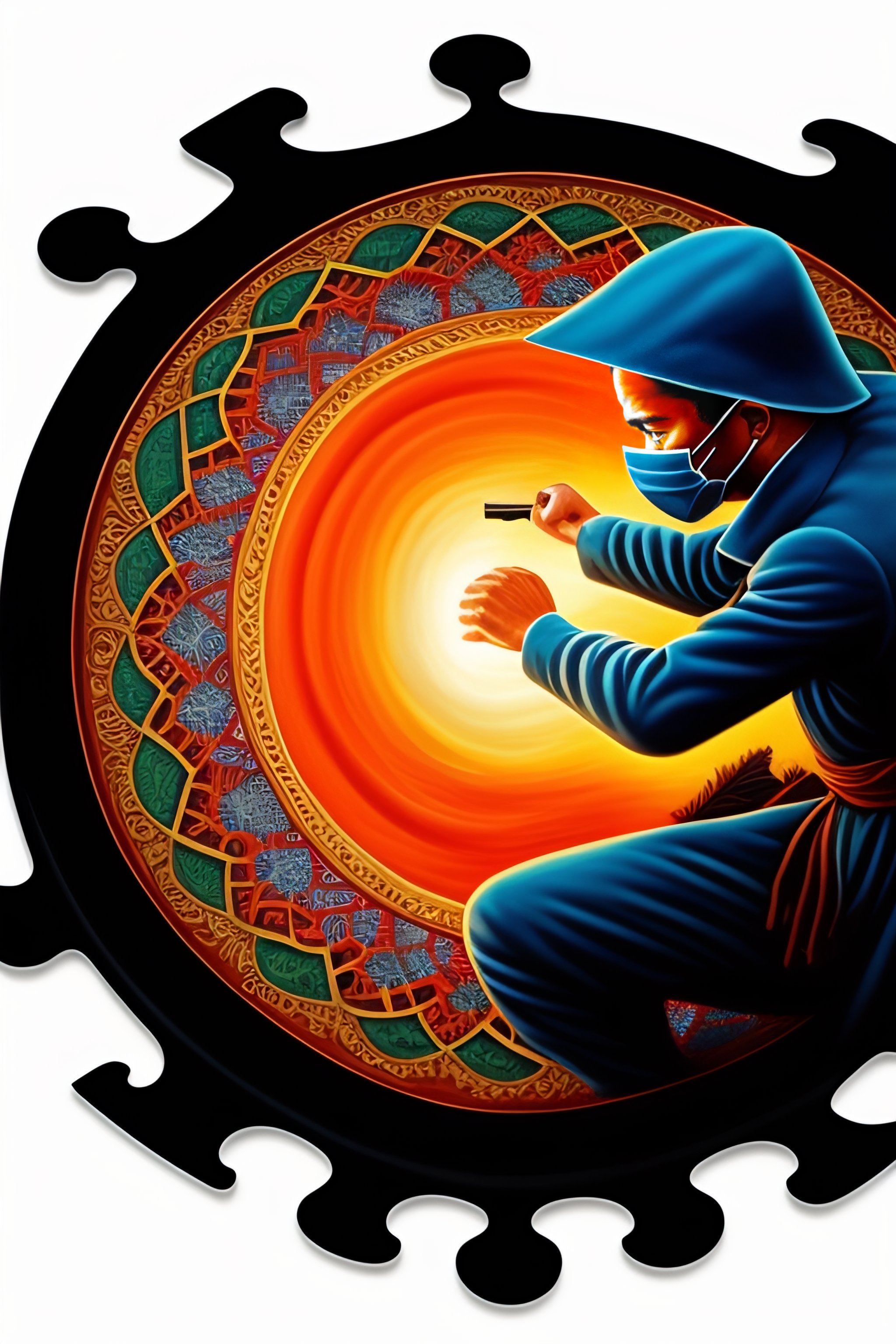 Lexica - A ninja finishing a jigsaw puzzle