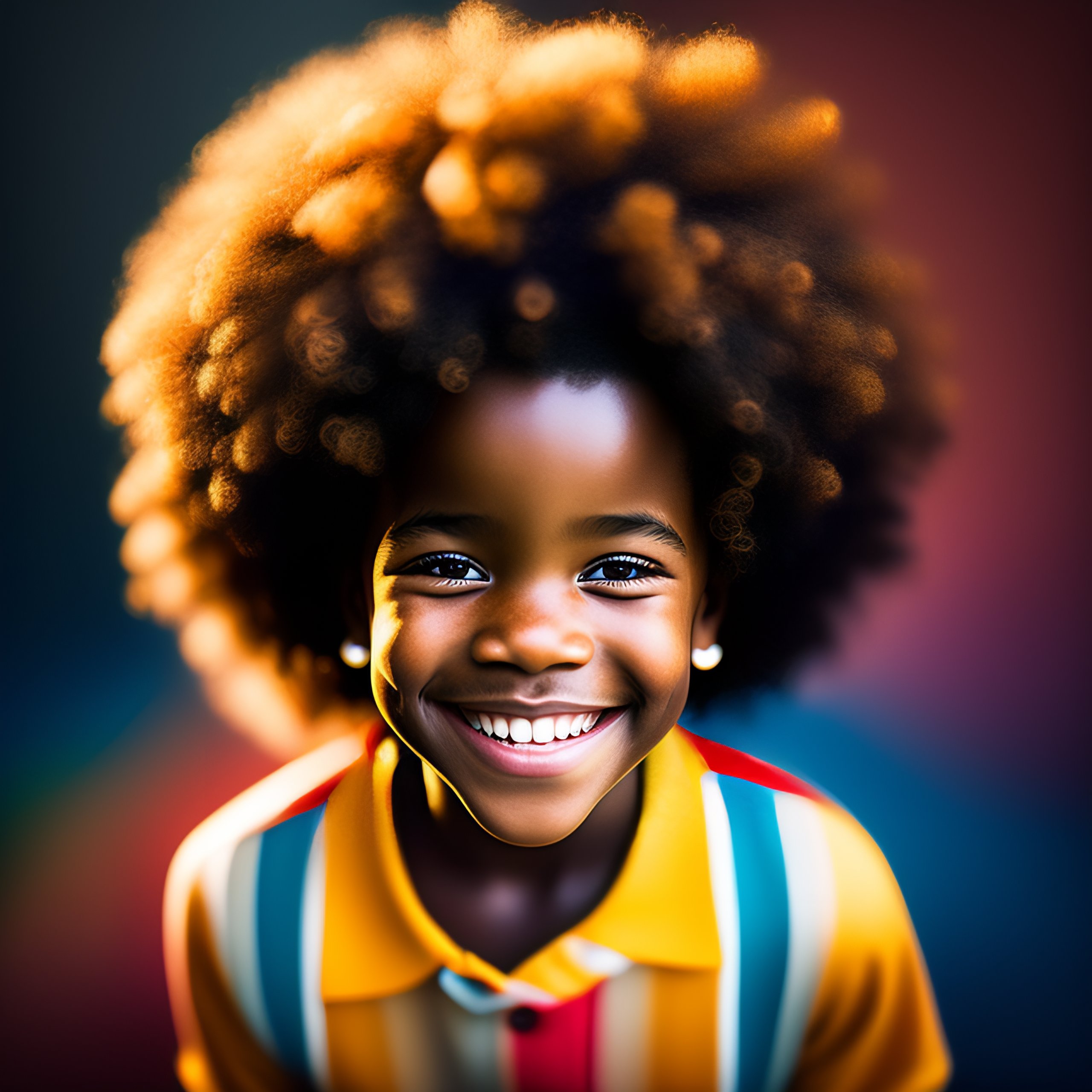 Lexica - A happy afro child, Photography style