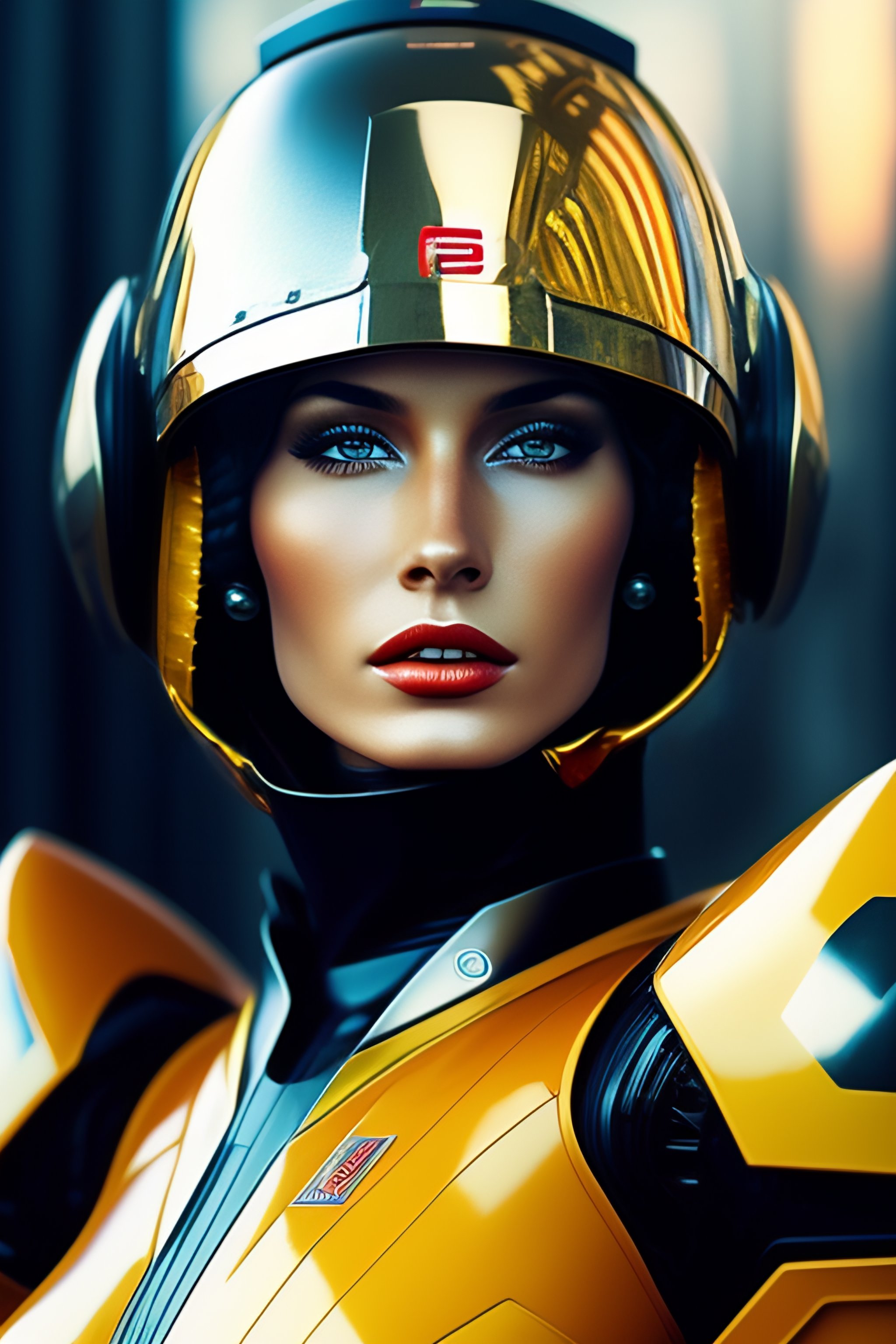 Lexica - Robotech futuristic pilot helmet + reflections + utilitarian ...