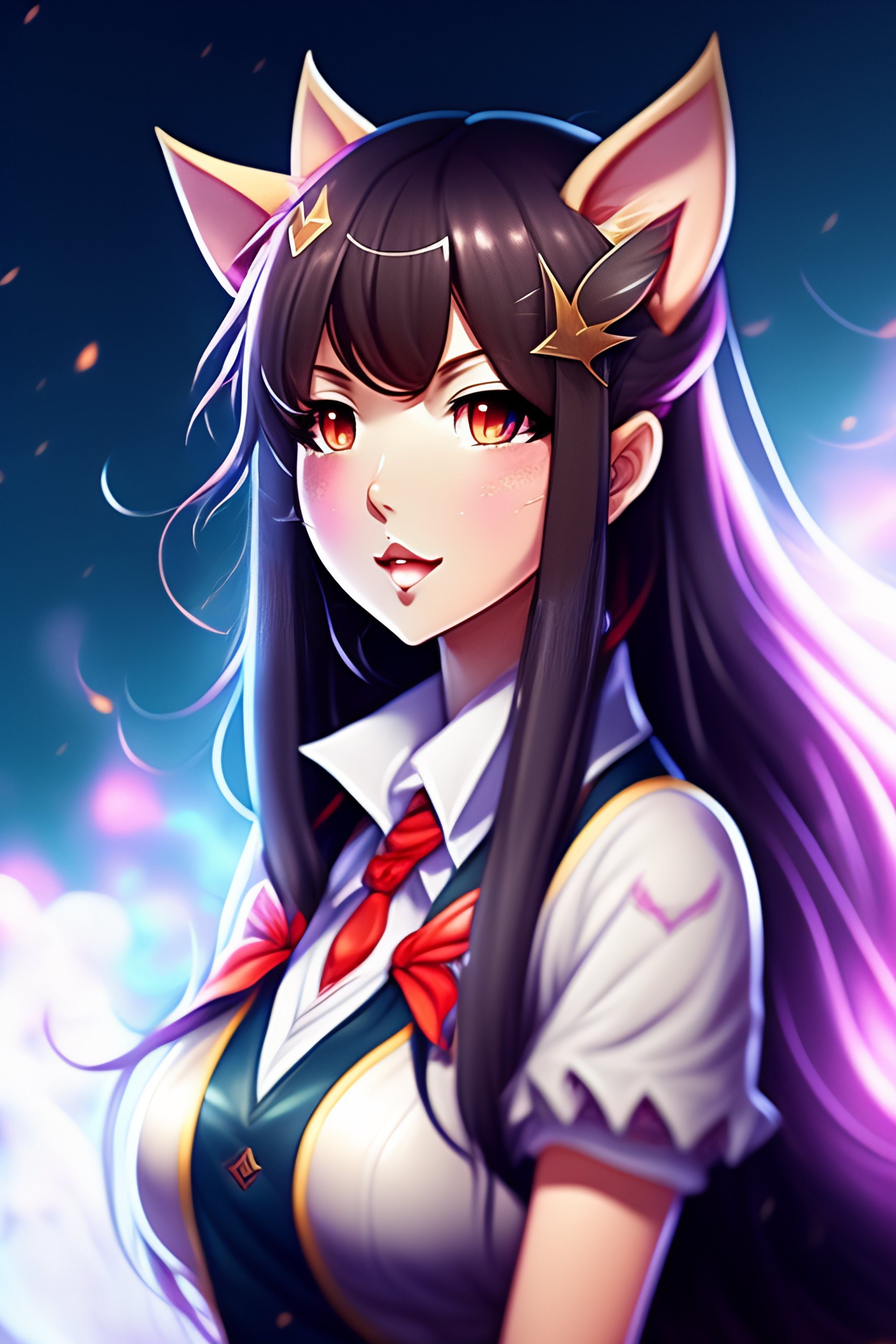 Lexica - Portrait of ahri from league of legends, manga style, school ...