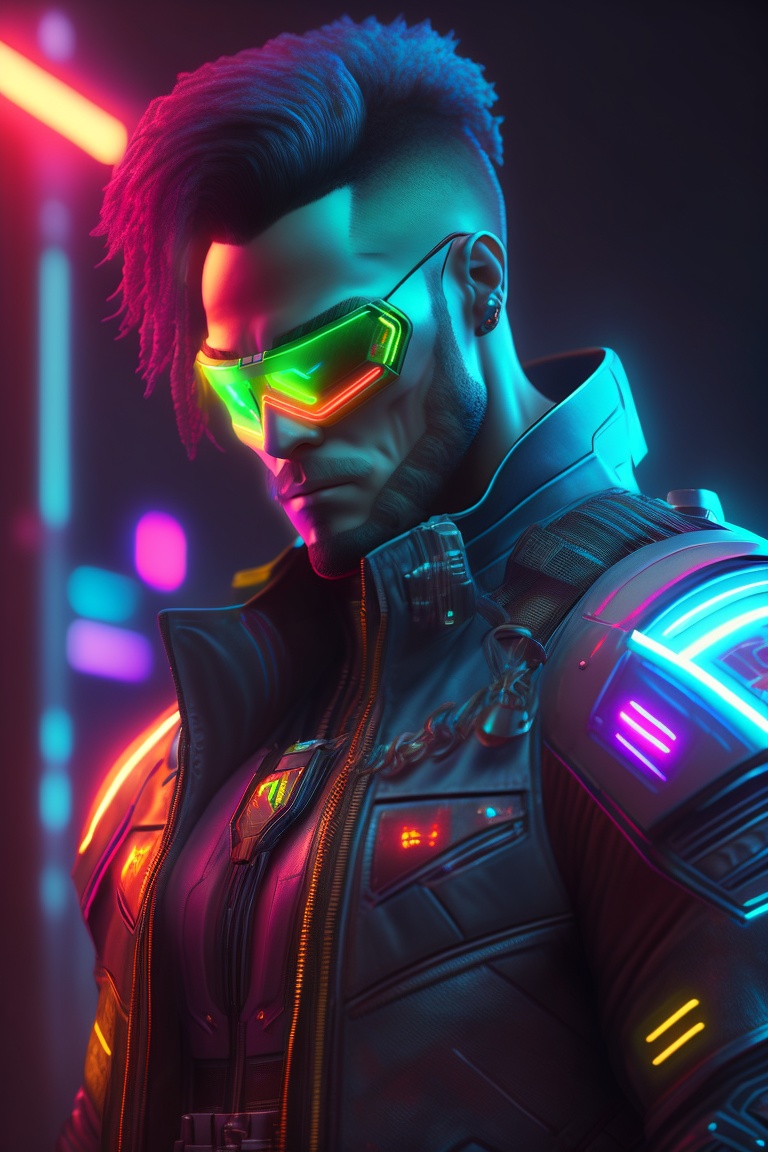 Lexica - Cyberpunk terminator in neon colors, 8k, render