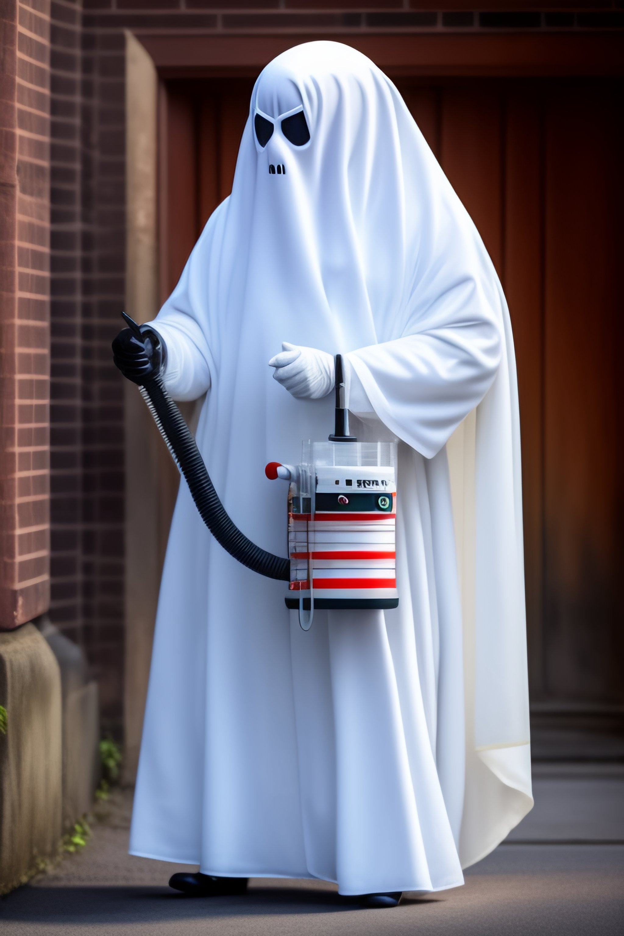 Lexica - Portrait of a ghost wearing a ghostbusters outfit and holding ...