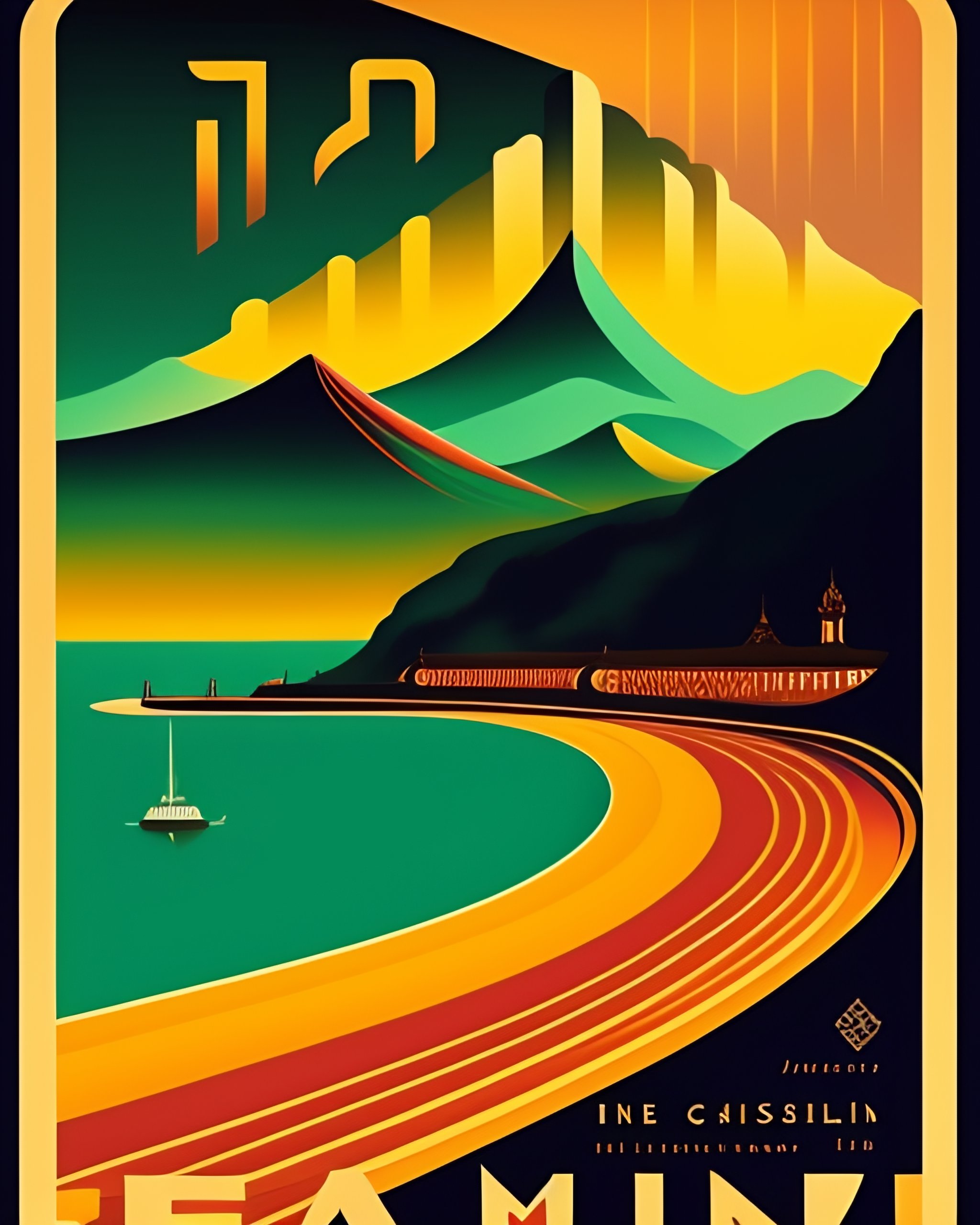 Lexica - Art deco travel poster
