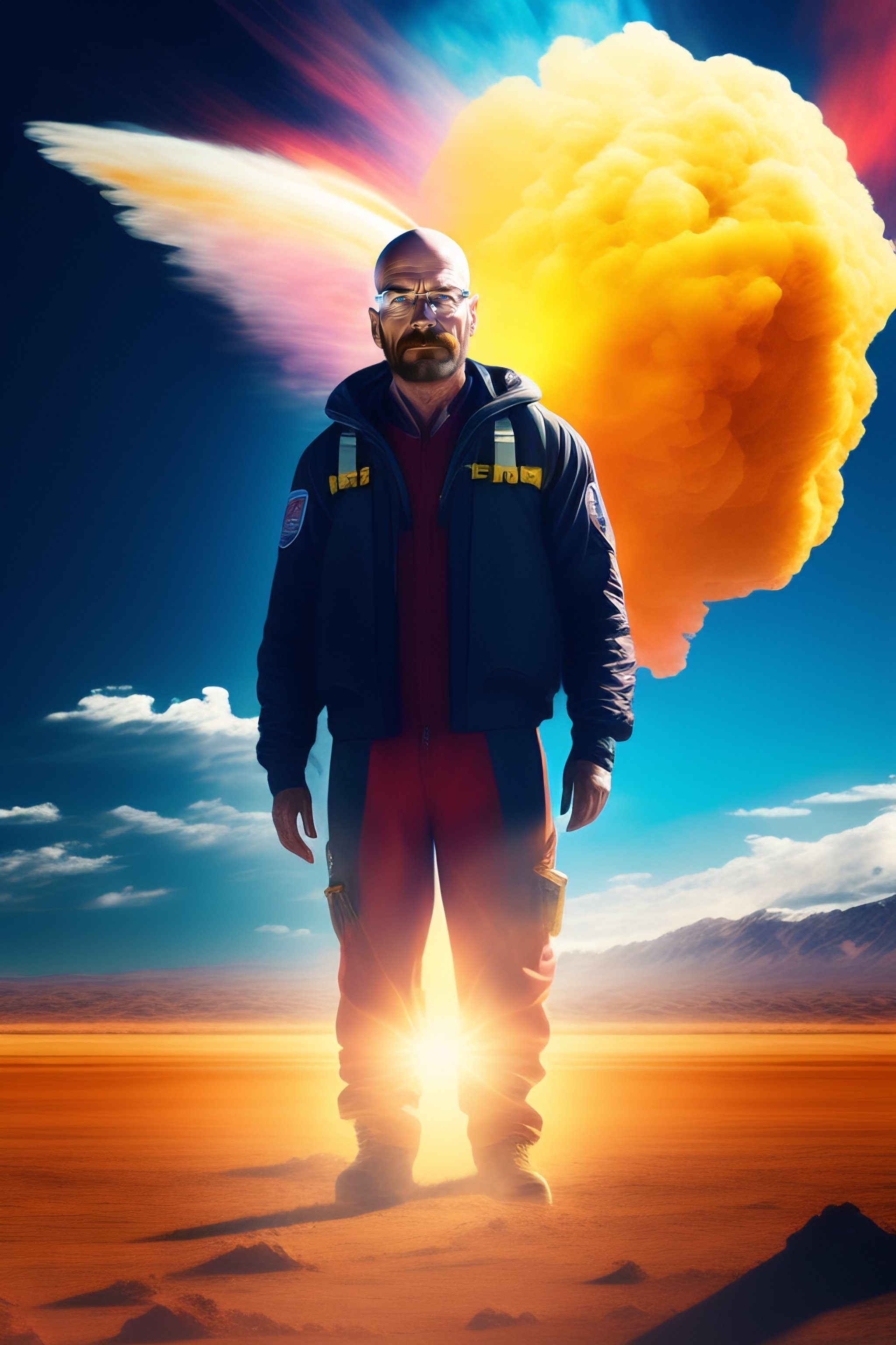 Lexica - Walter White skydiving with an explosion in the background