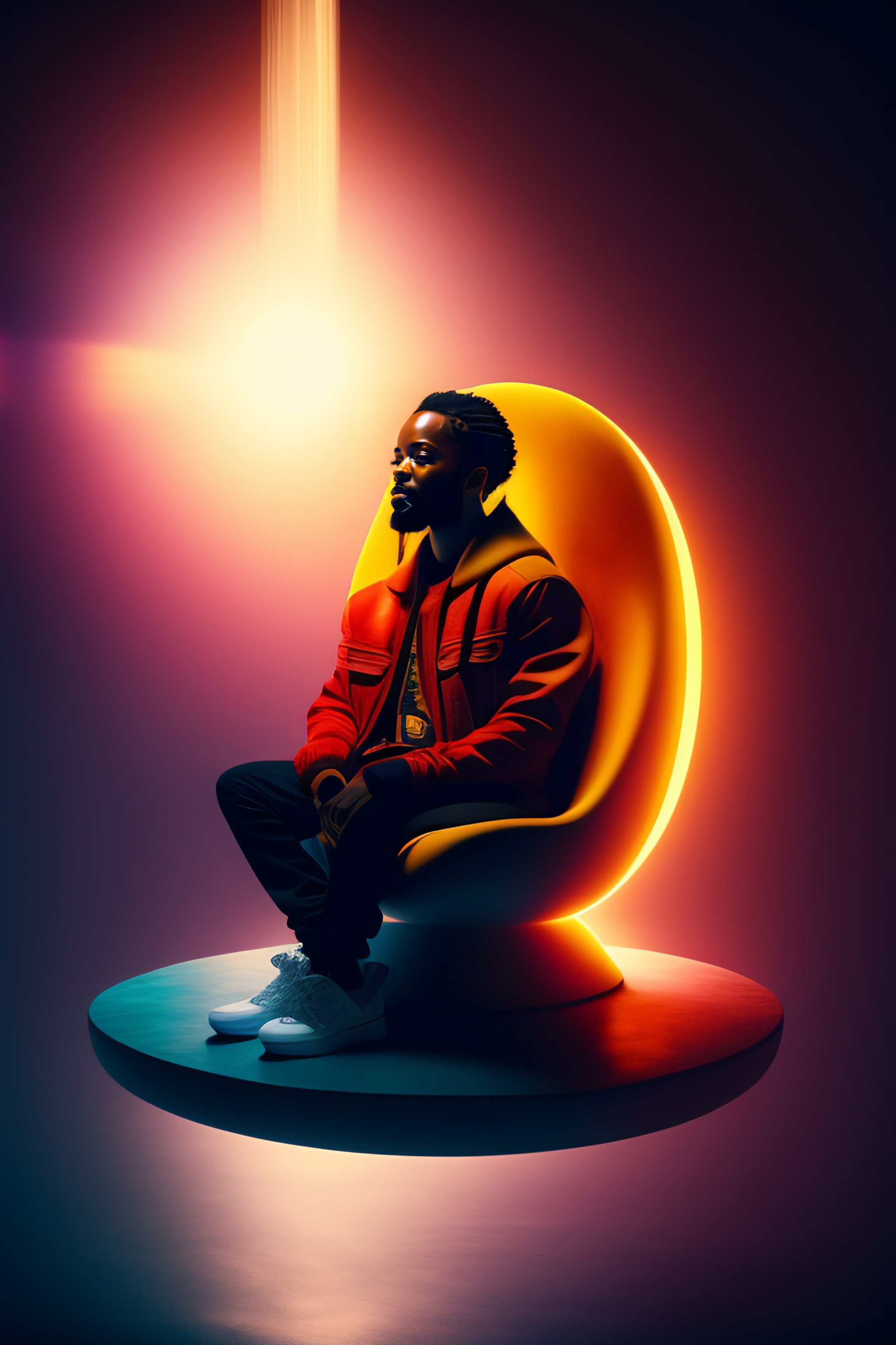Lexica - Kendrick lamar sitting on a chair floating over Earth, 4k ...