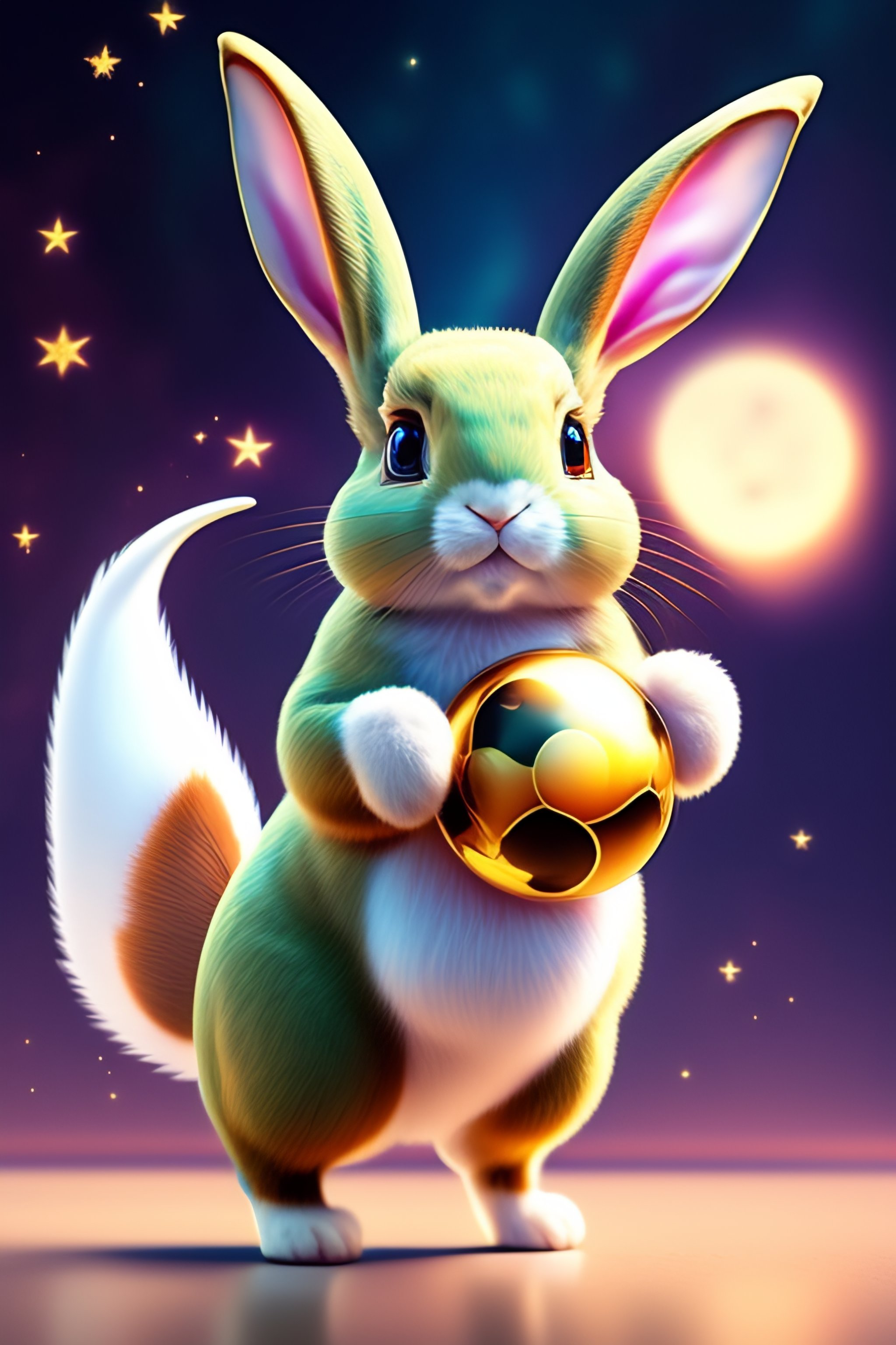 Lexica - A fairy type legendary Pokémon resembling a rabbit standing on ...