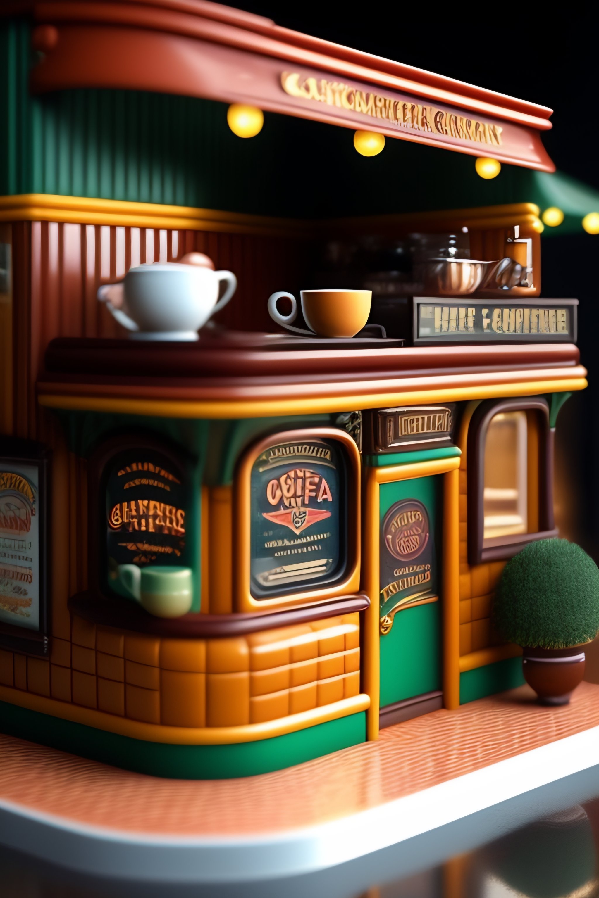 Lexica - Vintage 90's style coffee shop , highly detailed