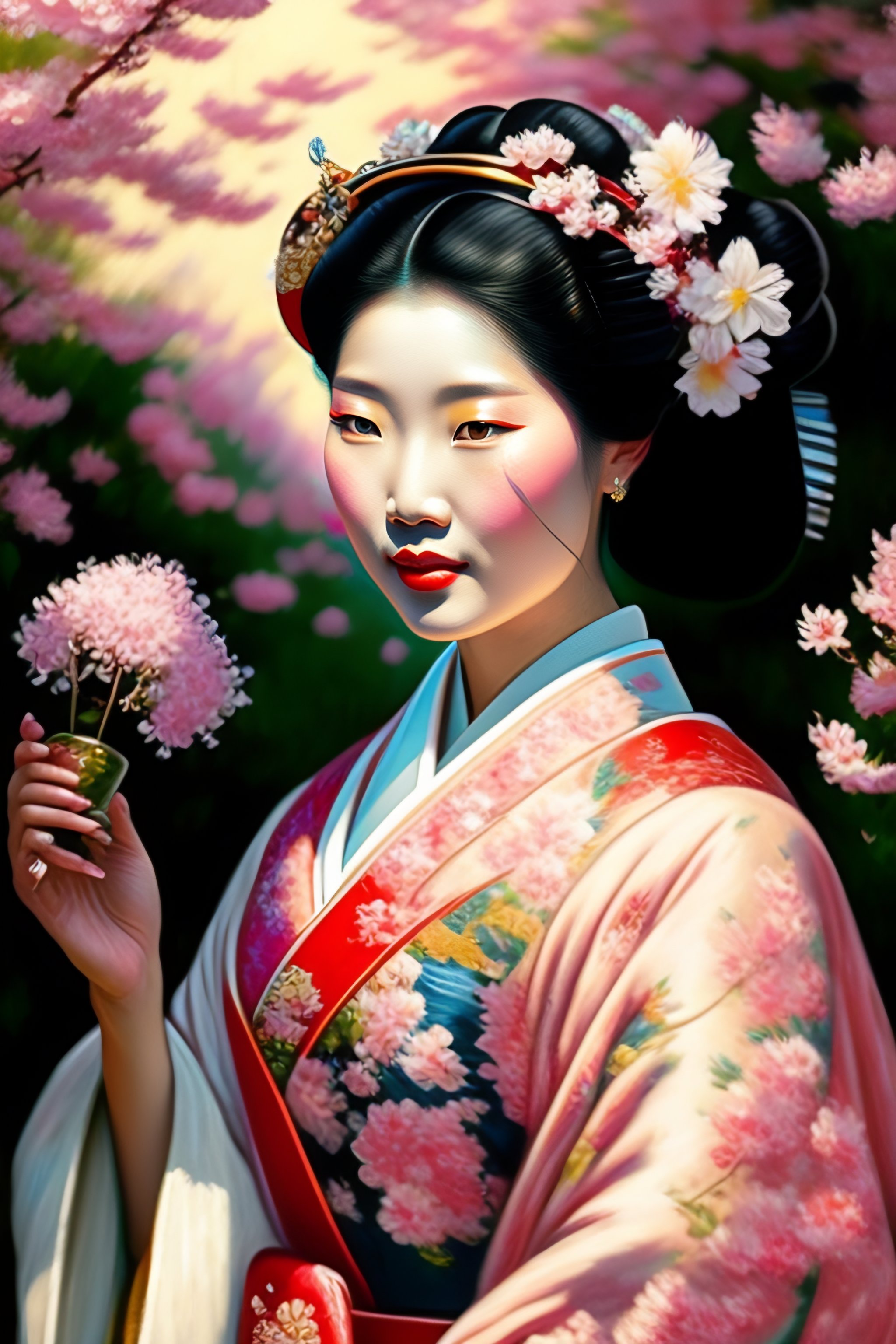 Lexica - IMPRESSIONIST STYLE PAINTING OF A GEISHA WITH DELICATE HANDS ...