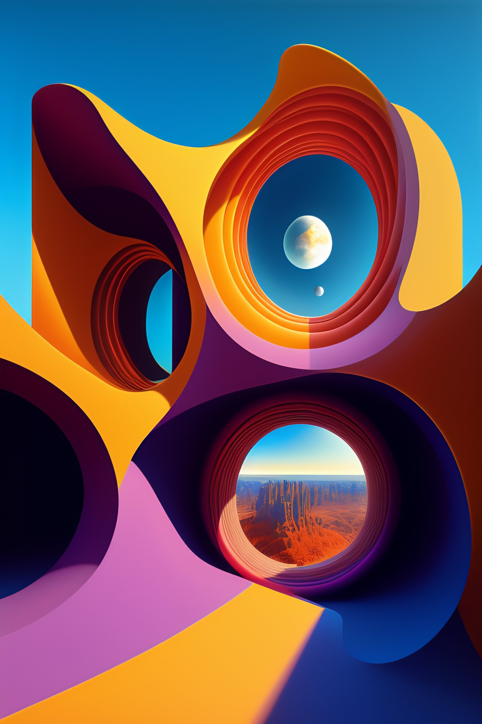 Lexica - A photo of a impossible angles with windows opening to other ...