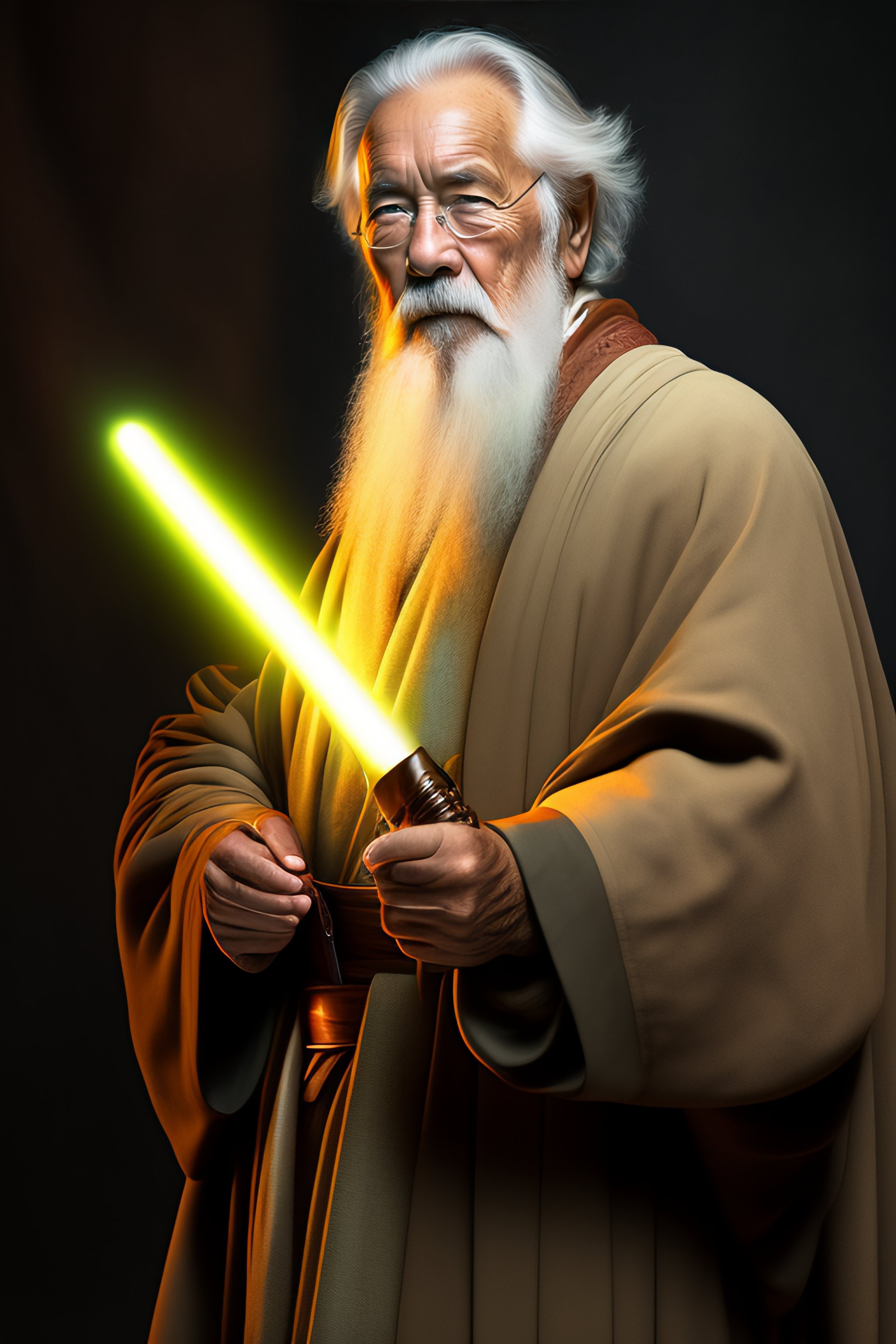 Lexica - Portrait of old Jedi master with professional lighting