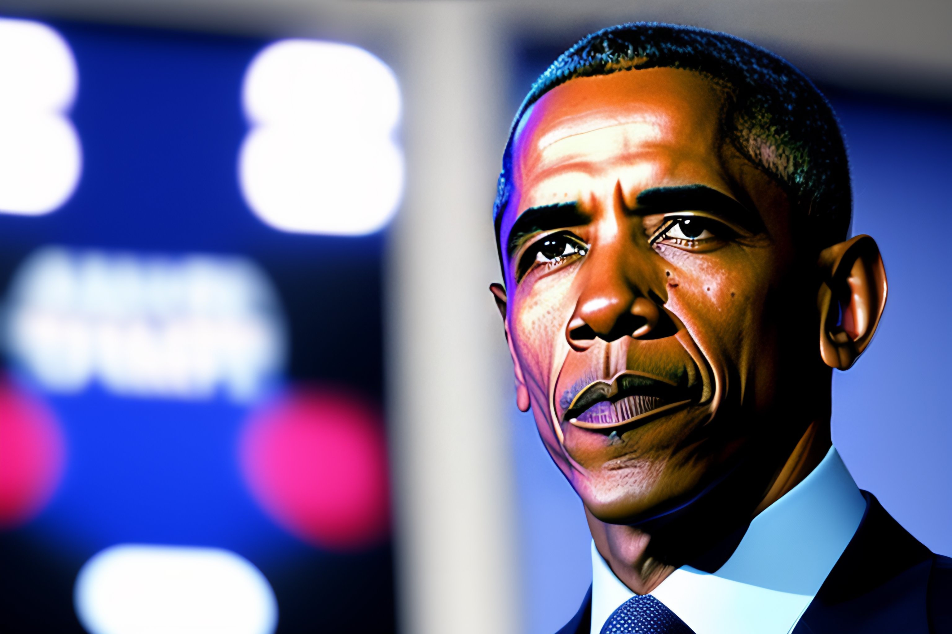 Lexica - Barack Obama, movie still thundercats, blue skin, small pointy ...