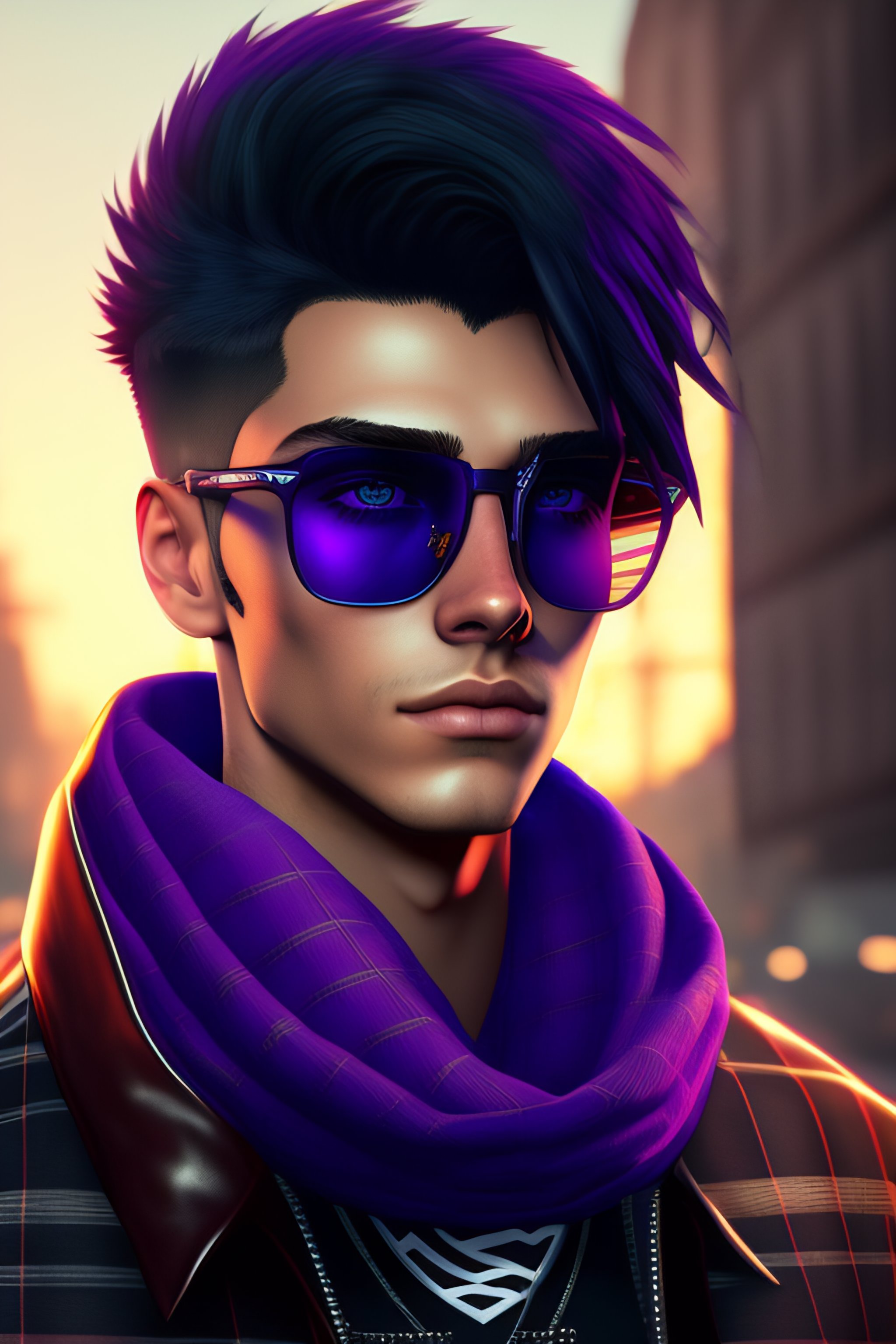 Lexica - Highly detailed portrait of a sewer emo punk student, blue ...