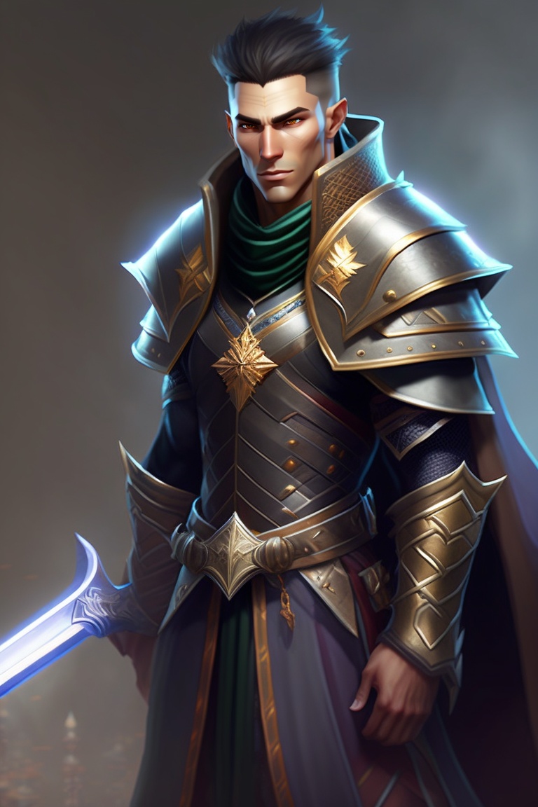 Lexica - Male Shadow elf in armor and long cloak holding a glaive ...