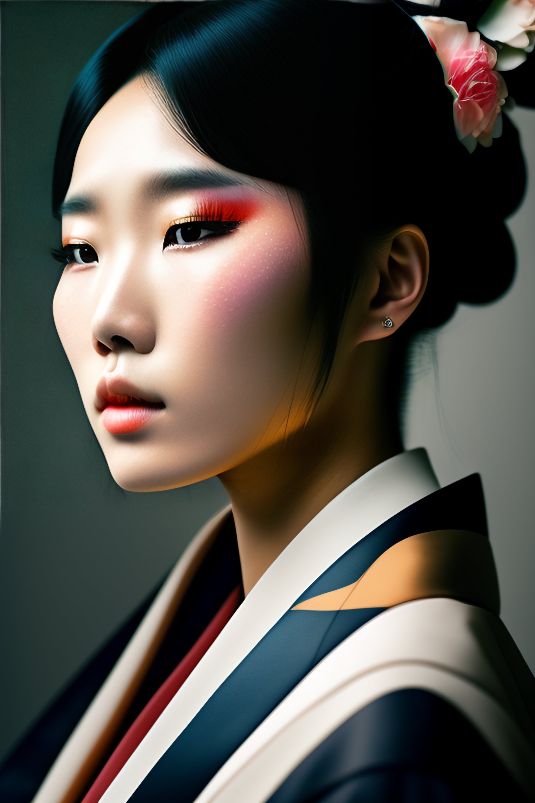 Lexica - Portrait of a stunningly beautiful, young, japanese geisha sad ...