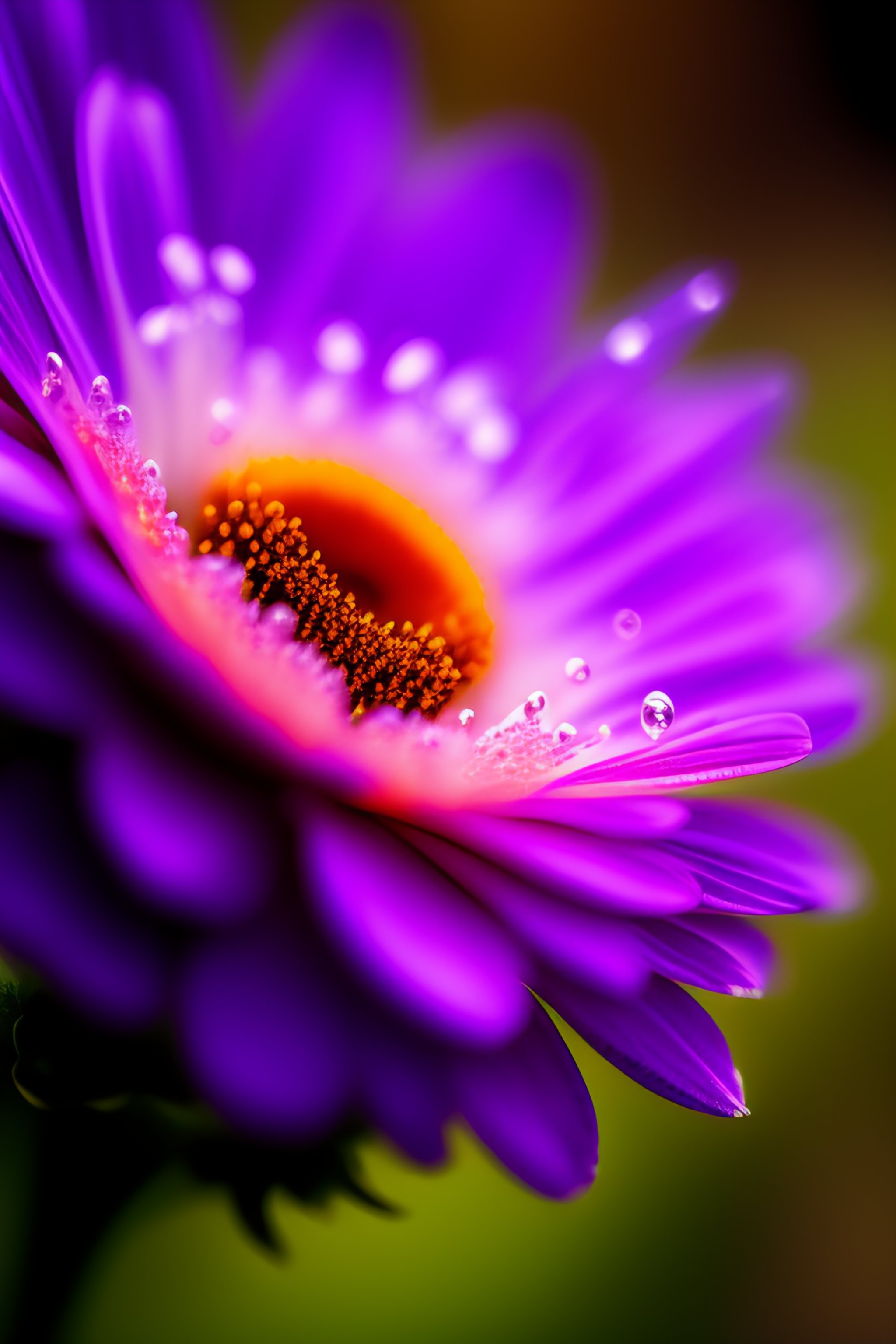 Lexica - Photorealistic dslr macro photo of a purple flower with dew on ...